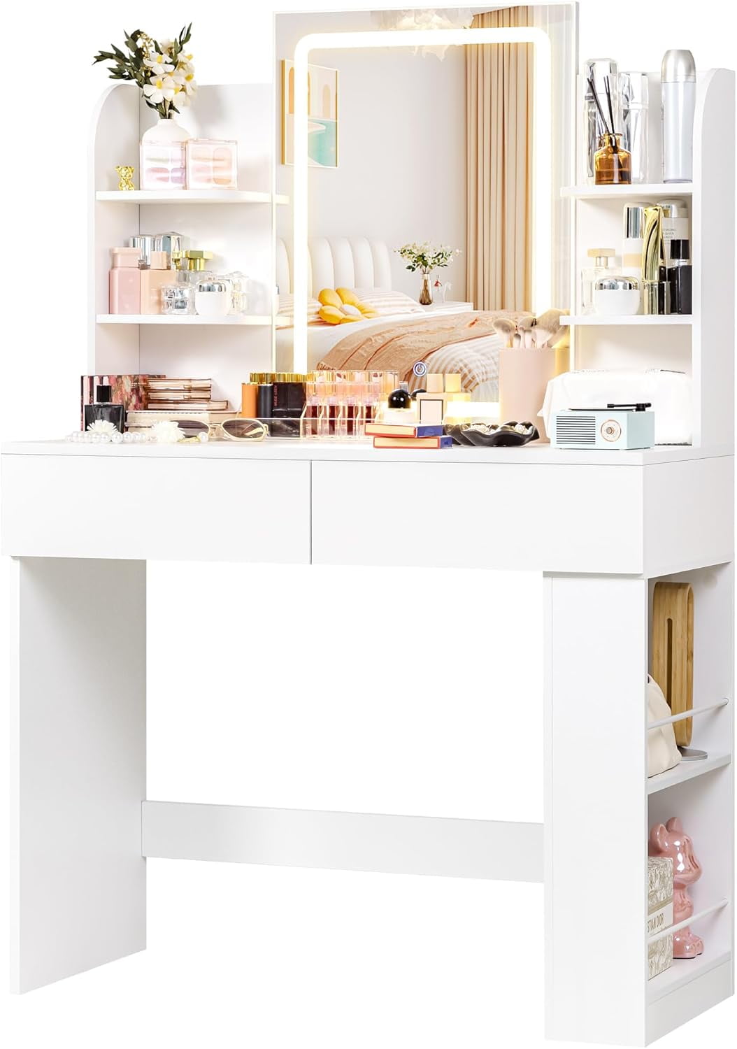 guhjkvbno Vanity with Mirror and LED Lights Makeup Vanity with 3 ...