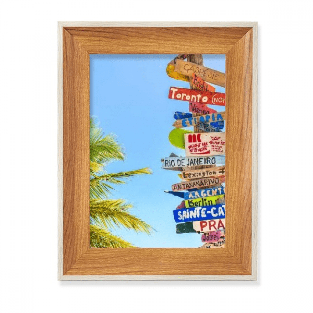 guidepost white clouds desktop wooden photo frame display picture art ...