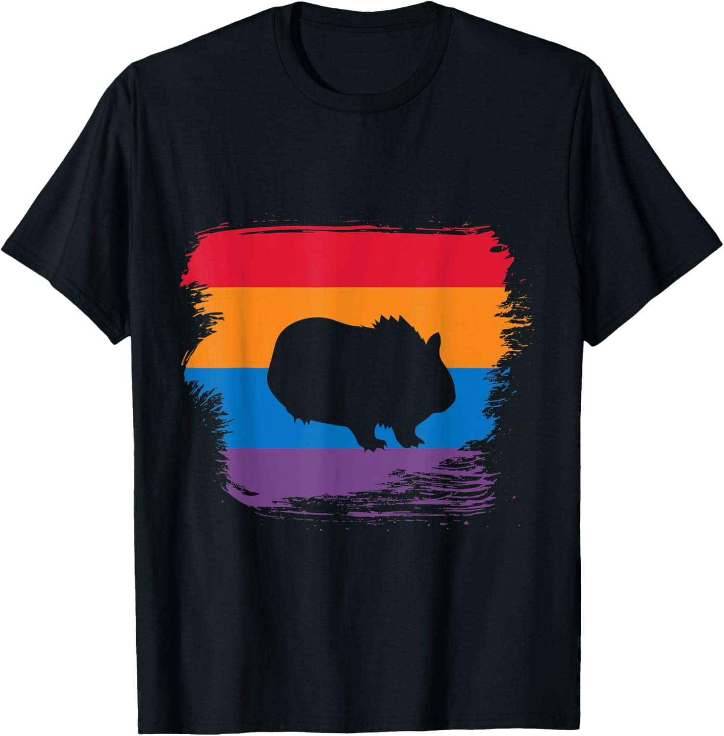 guinea pig Shadow silhouette with colorful Flag T-Shirt men and women ...