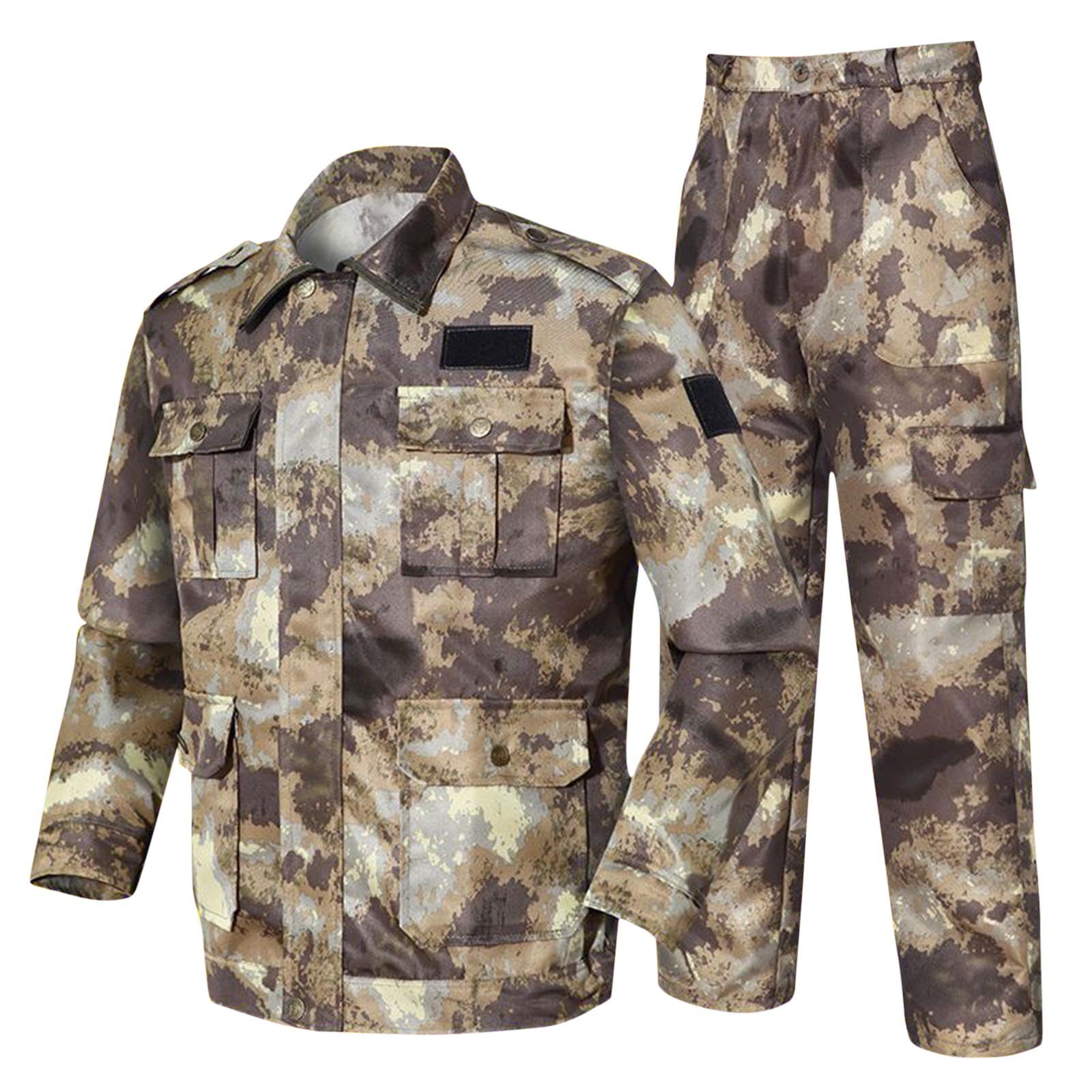 guisaled Camo 2 Piece Outfit Men Tactical Jacket And Pants Military ...