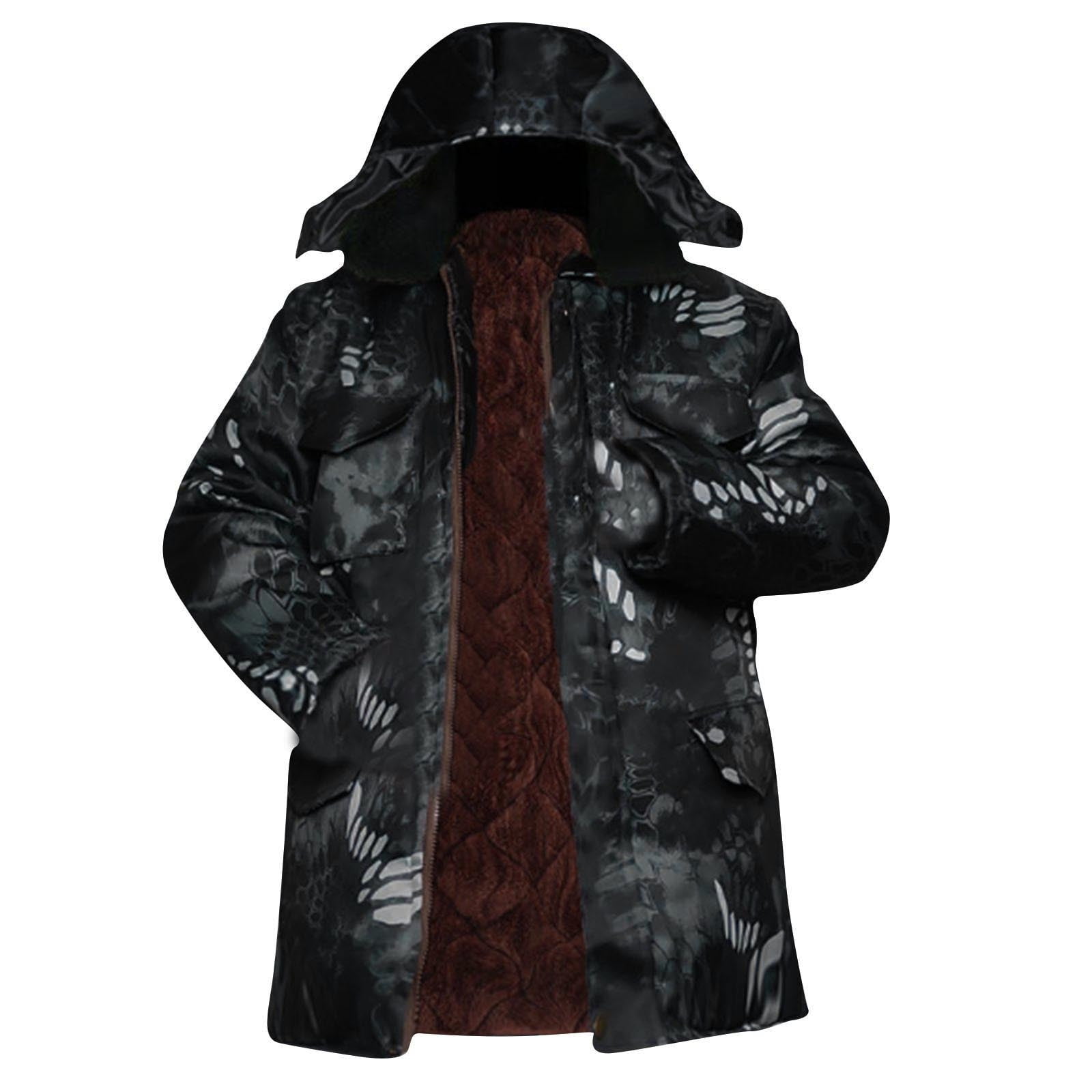 guisaled Camo Jacket for Men with Hood 2024 Winter Fleece Lined Warm ...