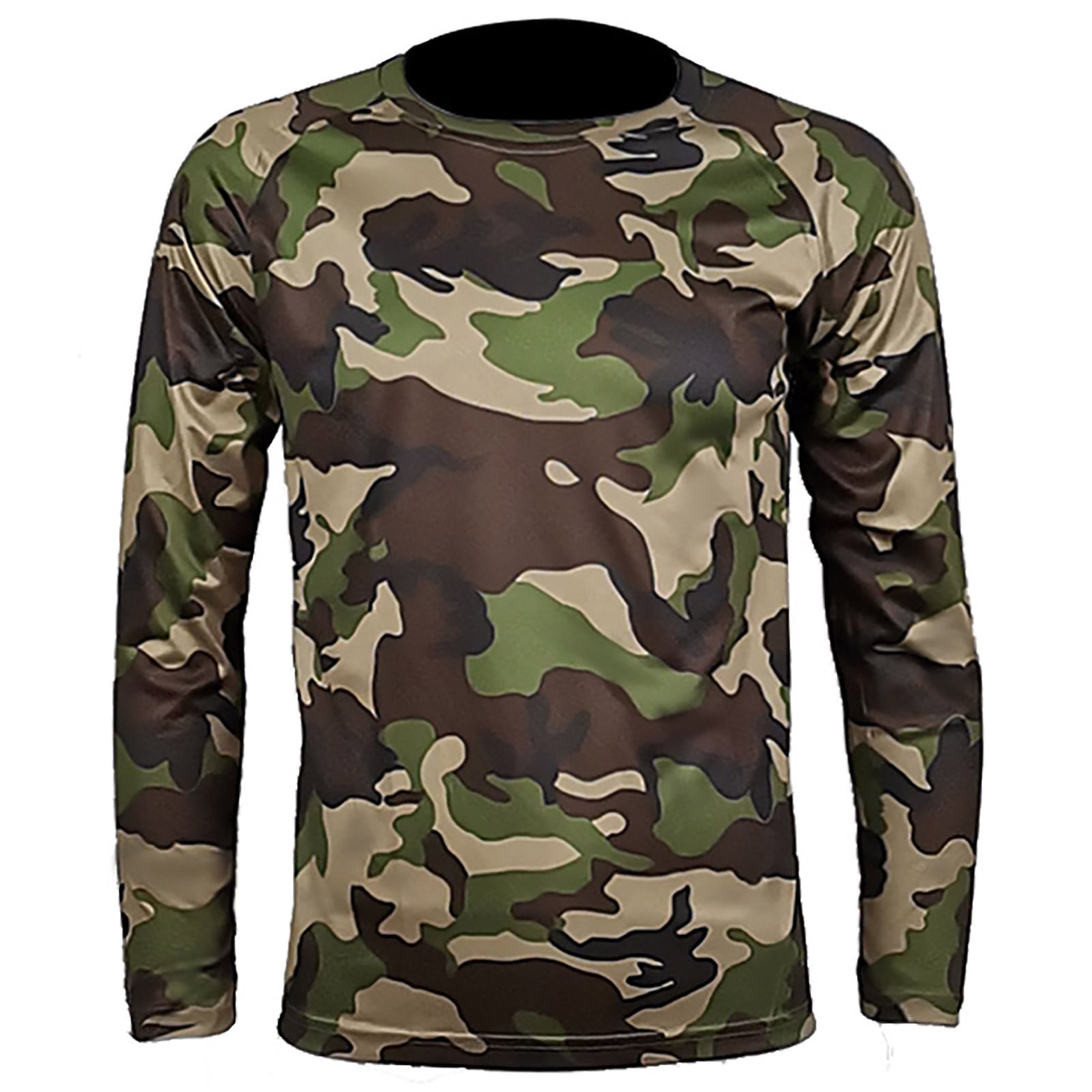 guisaled Camo Shirts for Men Long Sleeve Quick Dry Tactical Camouflage ...