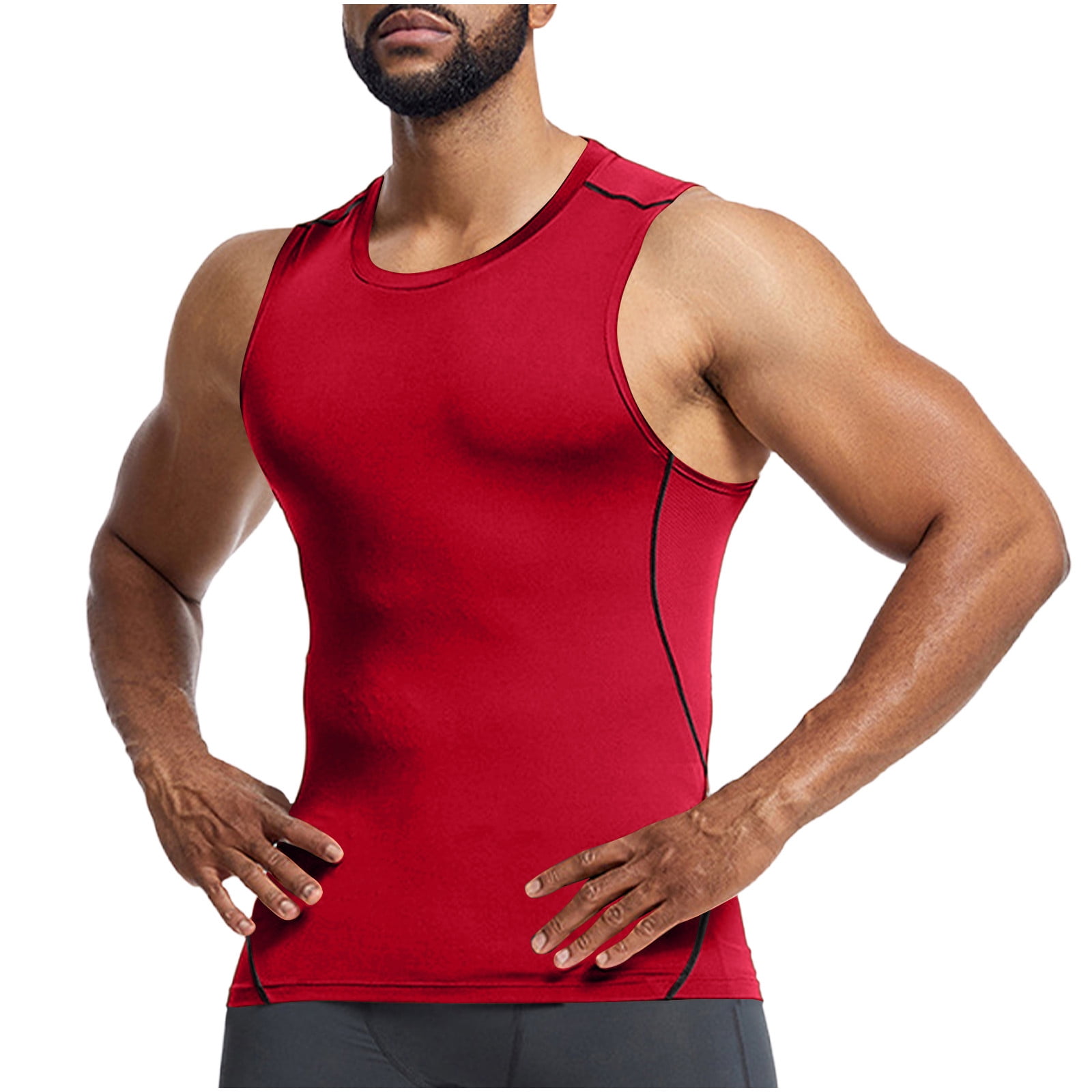 guisaled Compression Tank Tops for Men Quick Dry Gym Workout Fitness ...