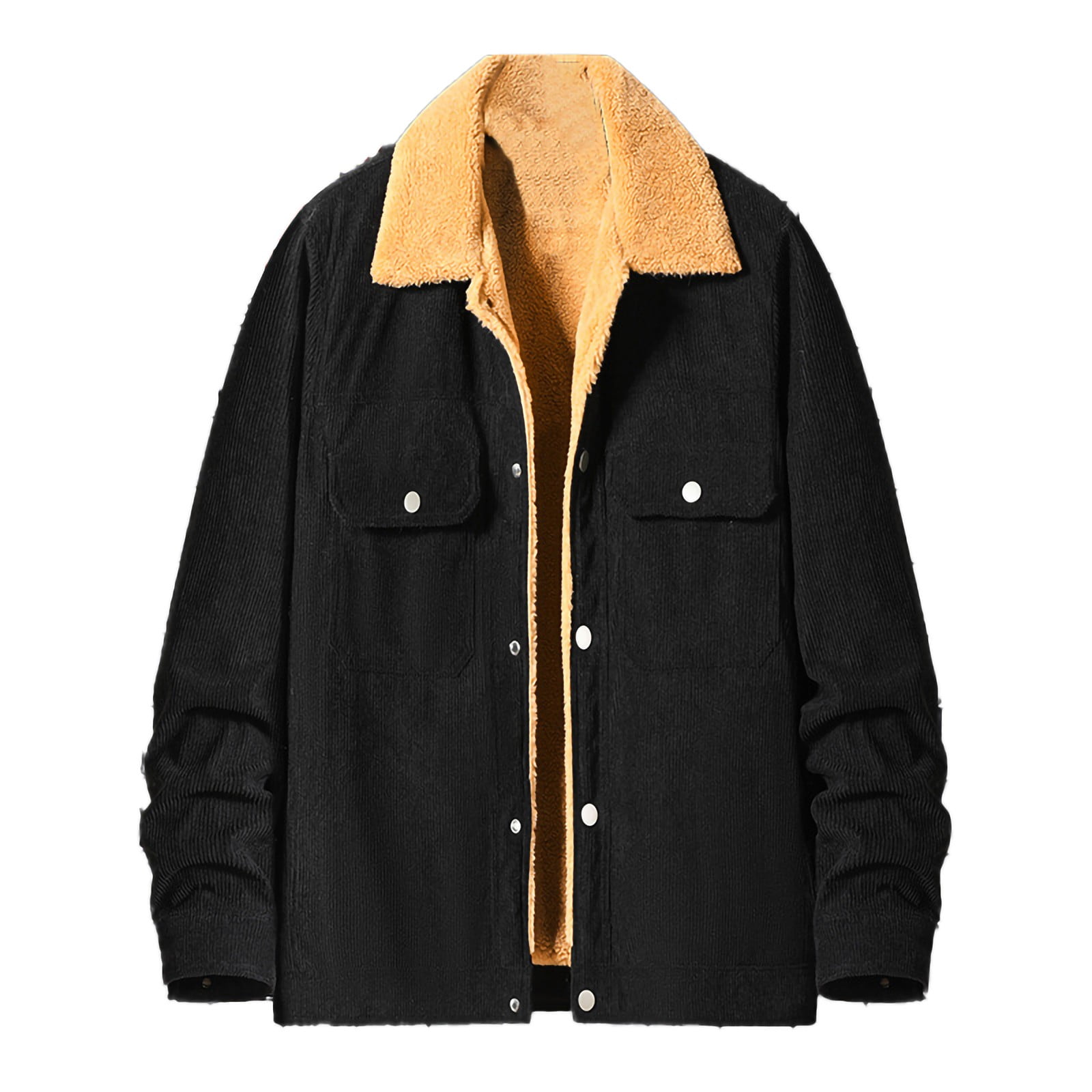 guisaled Men Corduroy Jacket Sherpa Cargo Thick Warm Winter Jackets ...