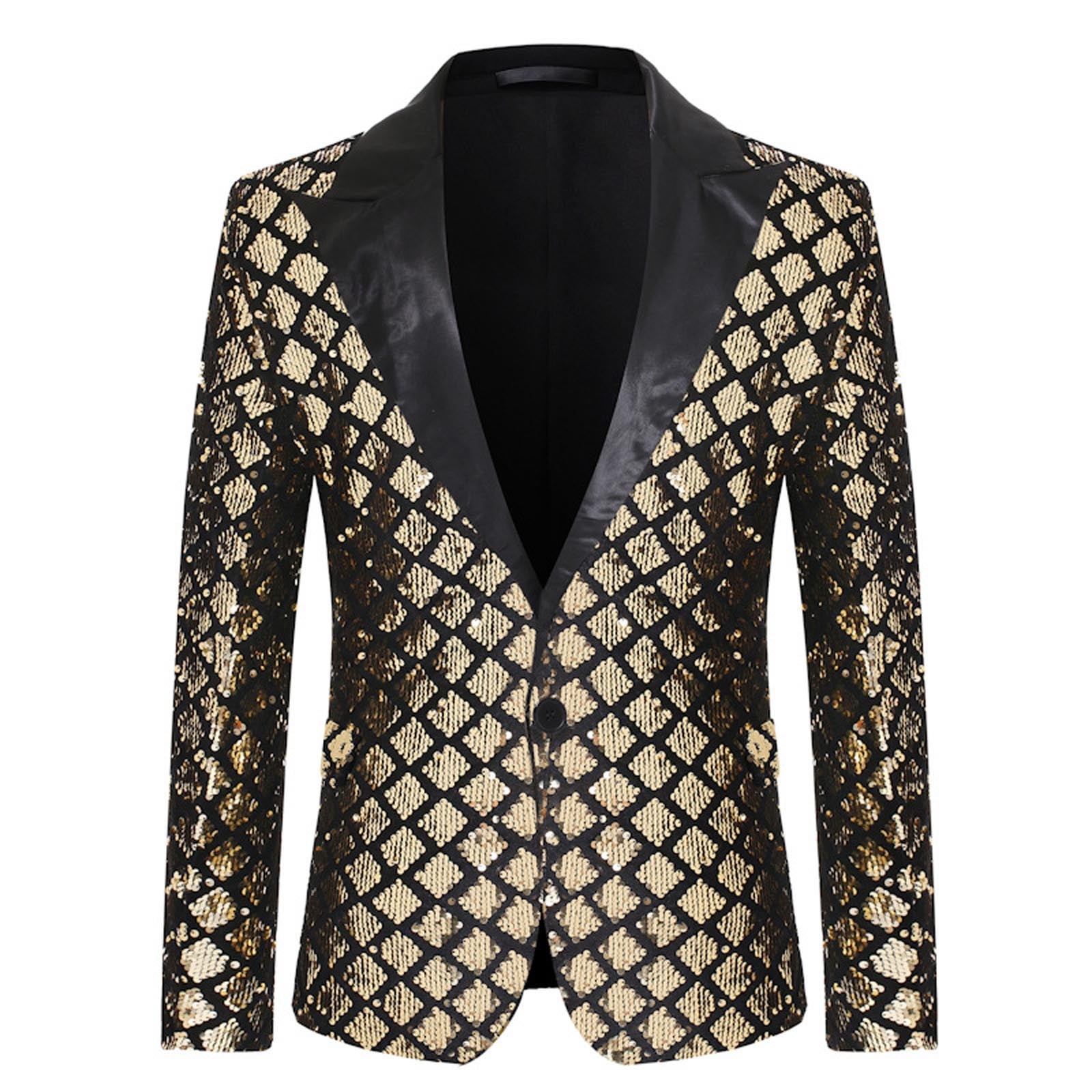guisaled Men Sequin Blazer Shiny Stereoscopic Pattern Prom Suit Jacket ...