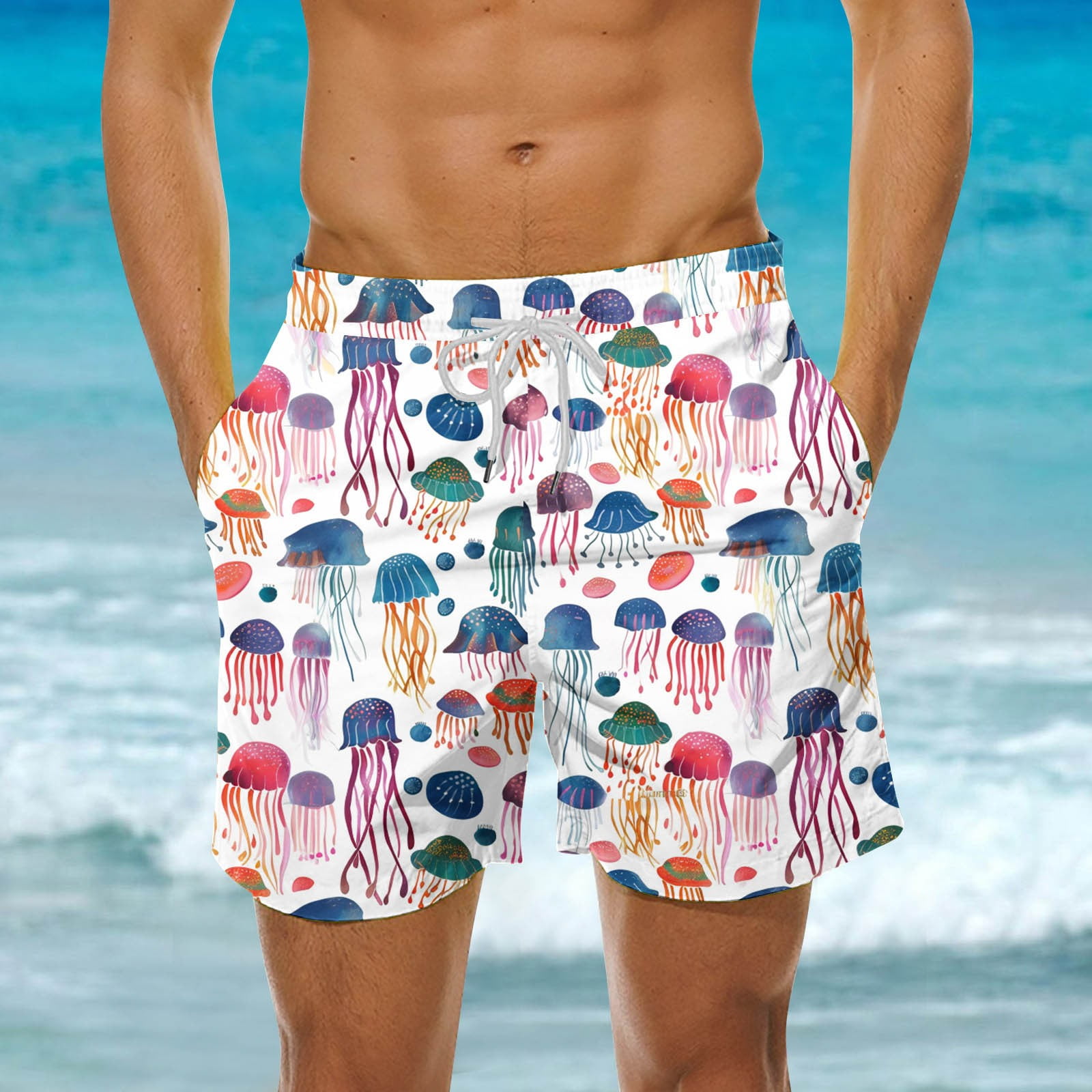 guisaled Men Swimming Trunks Mens Big and Tall Swim Trunks Hawaiian ...