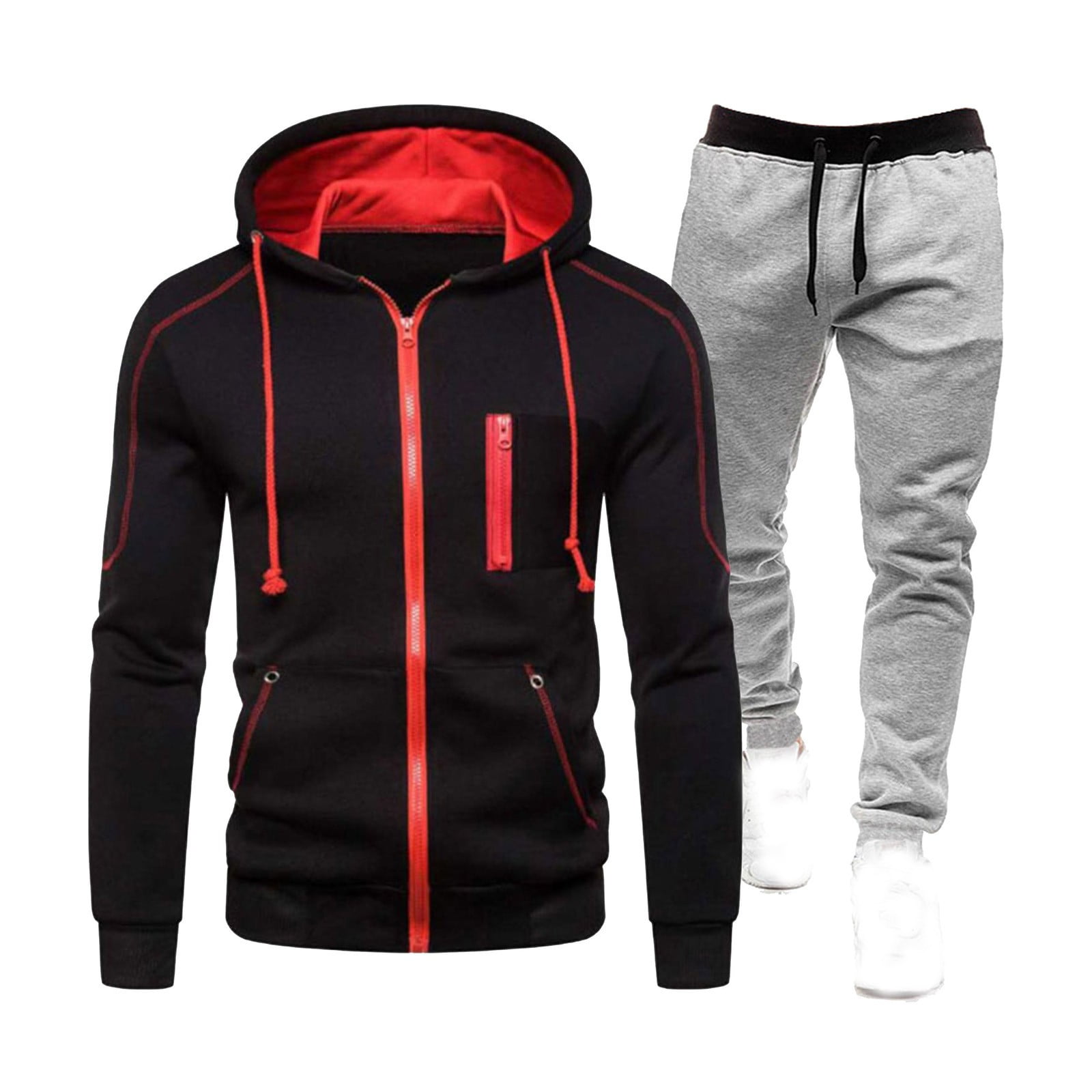 guisaled Men's Track Suits 2 Piece Set Full Zipper Active Jogging Suits ...