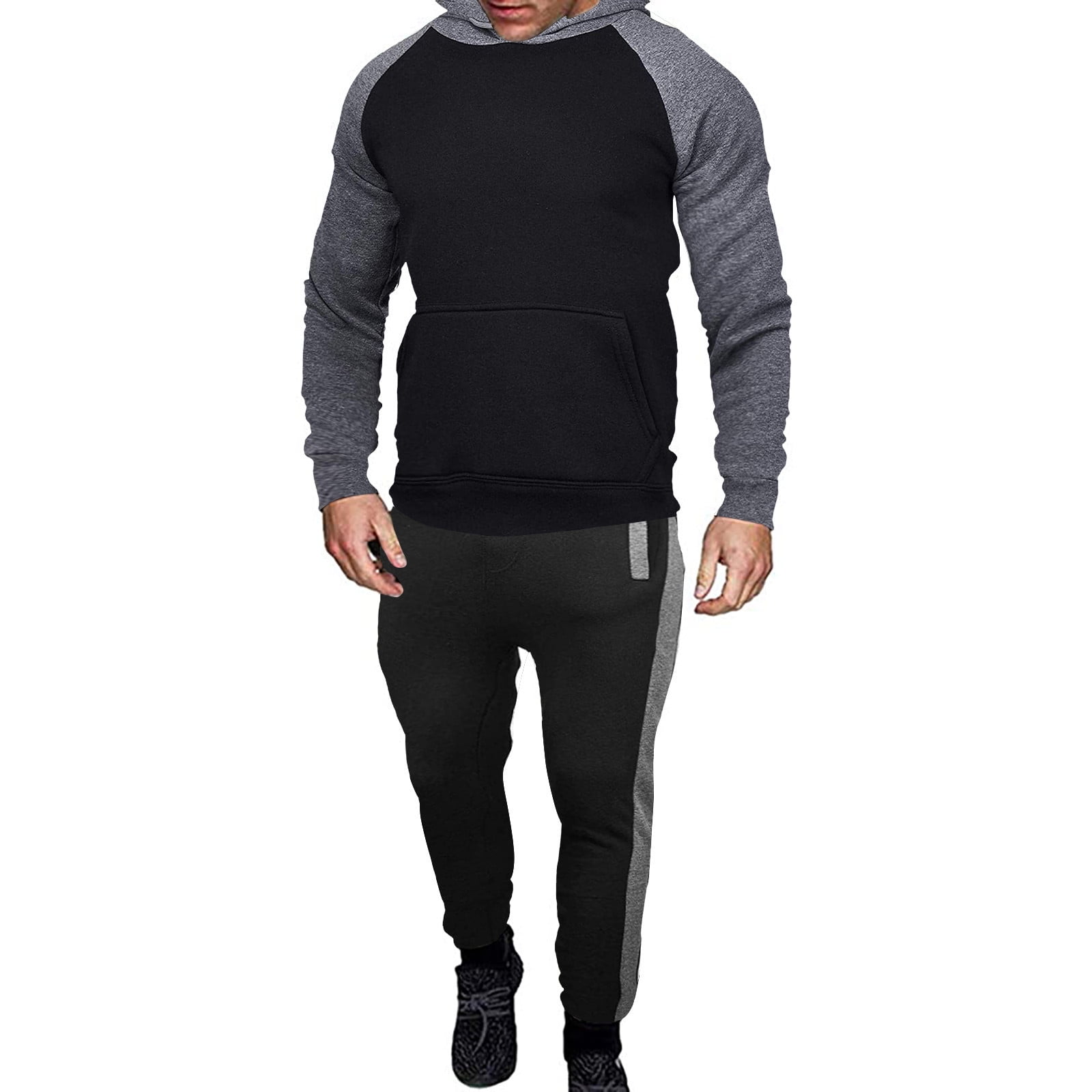 guisaled Men's Trendy Tracksuits 2 Piece Set Colorblock Active Jogging ...