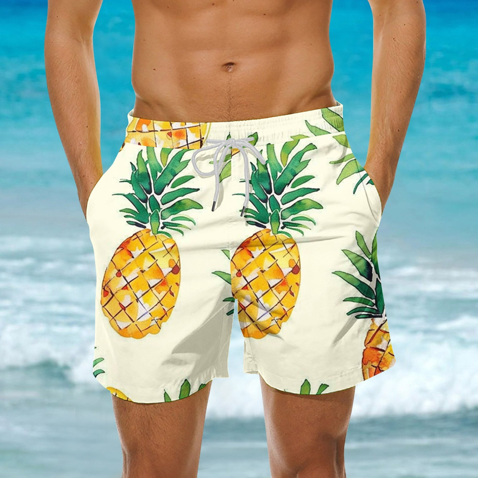 guisaled Mens Bathing Suits Men' Swim Trunks 7 Inch Summer Hawaiian ...
