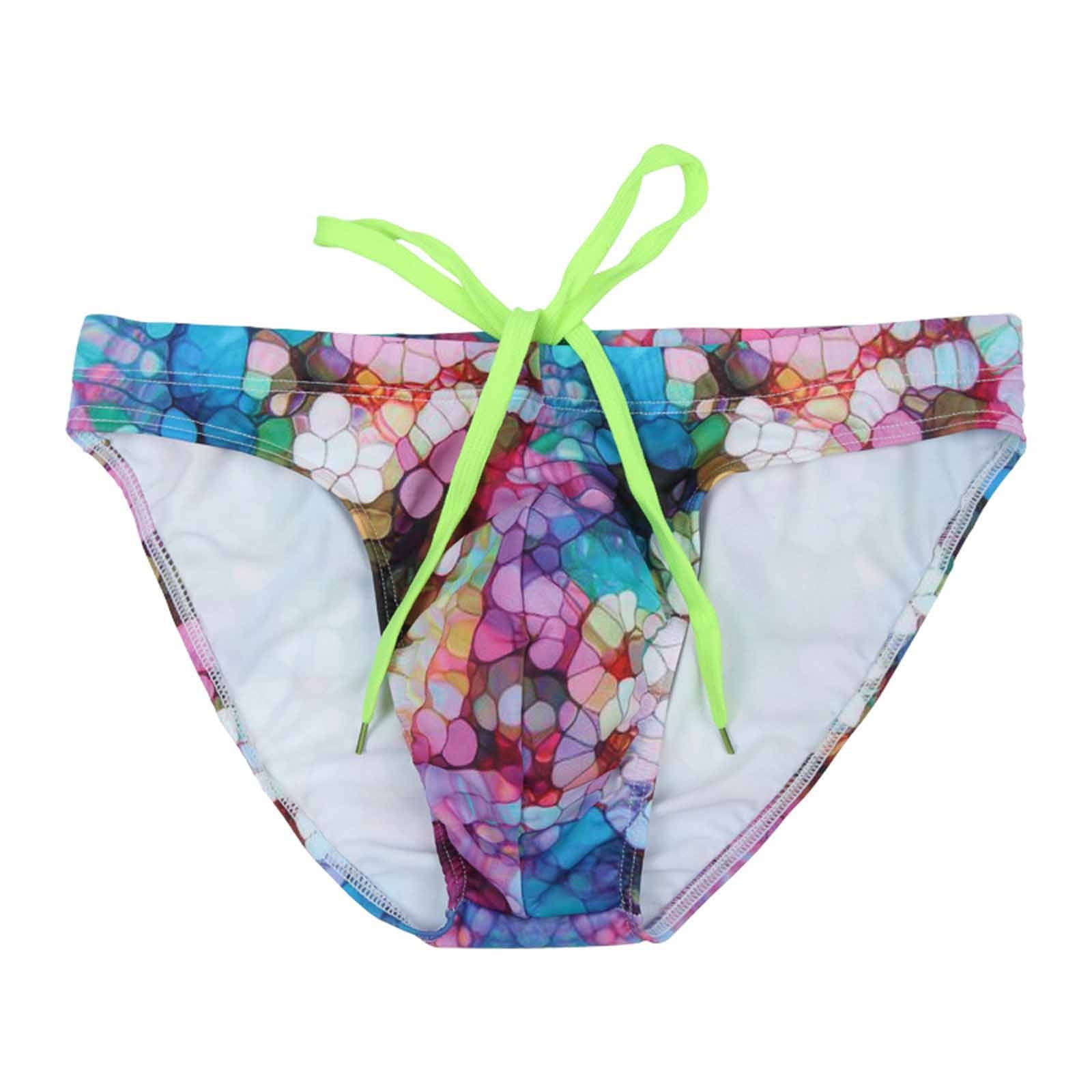 guisaled Mens Bikini Swimwear Sexy Low Rise Quick Dry Swim Briefs with Drawstring Fashion Tie ...