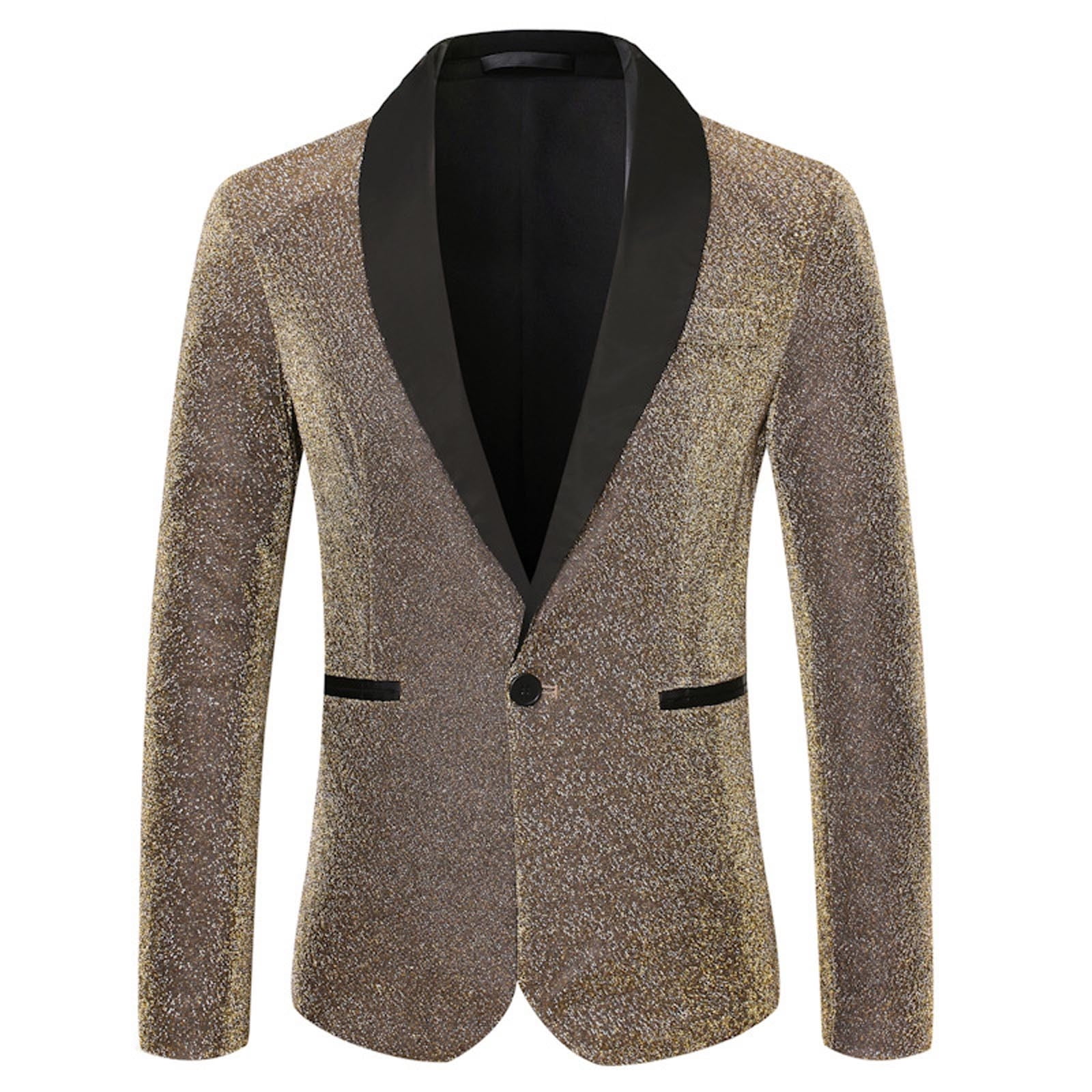 guisaled Mens Blazer Jacket Slim Fit One Button Lapel Sport Coats ...