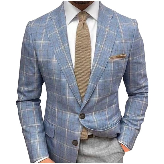 guisaled Mens Plaid Blazer Sport Coats Jackets Slim Fit Lightweight ...