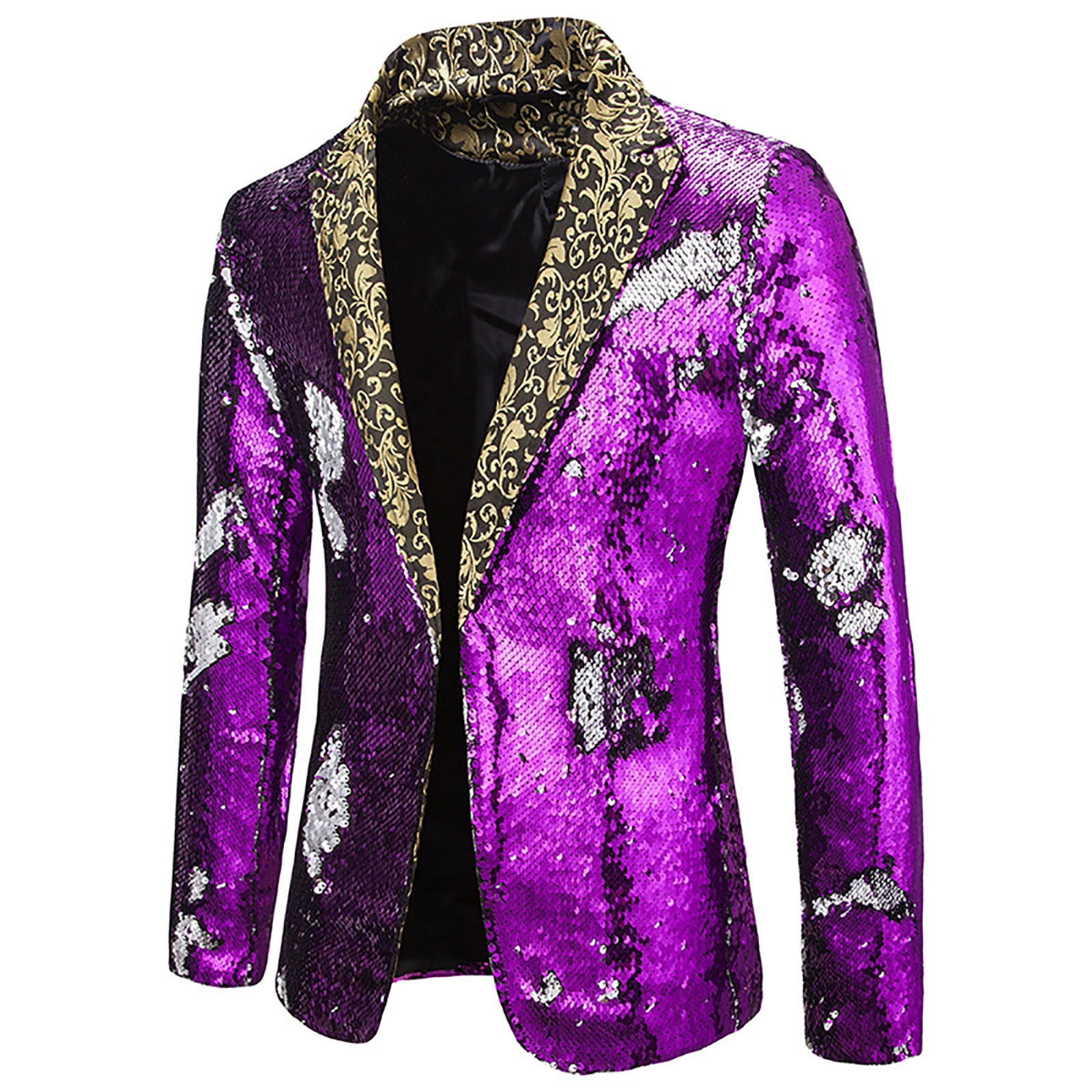 guisaled Mens Sequin Suit Jacket Slim Fit One Button Notch Lapel Blazer ...