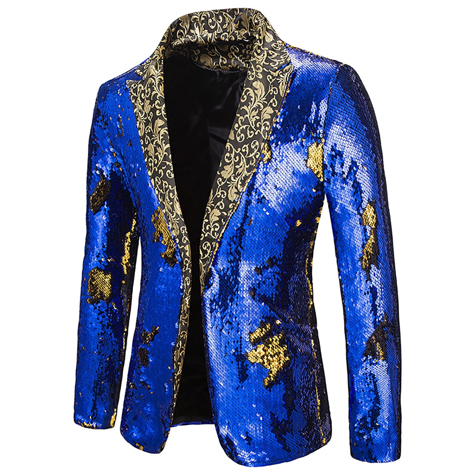 guisaled Mens Sequin Suit Jacket Slim Fit One Button Notch Lapel Blazer ...