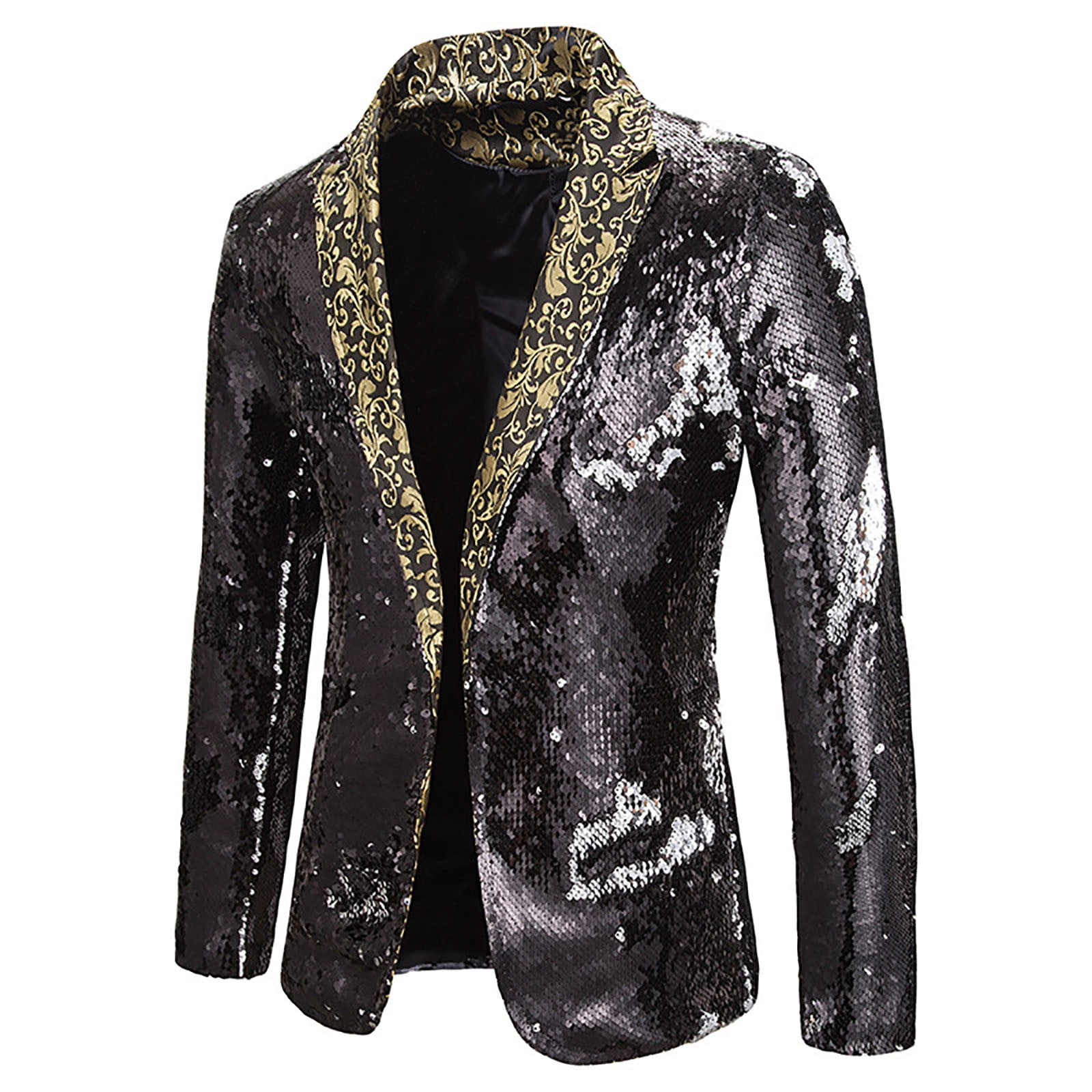 guisaled Mens Sequin Suit Jacket Slim Fit One Button Notch Lapel Blazer ...