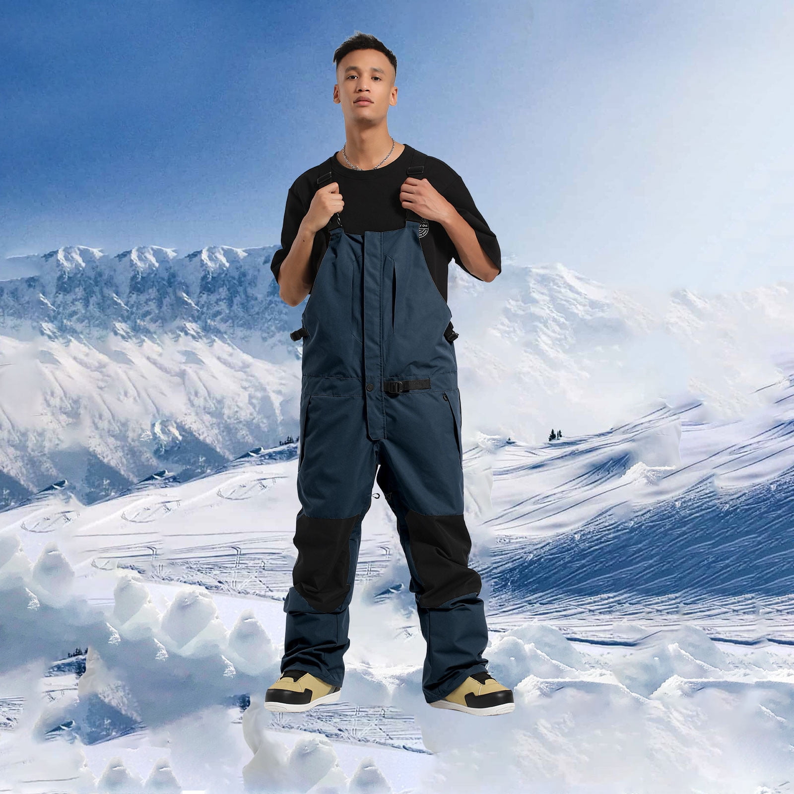 guisaled Mens Snow Bibs Waterproof Insulated Snowboard Pants Cargo ...