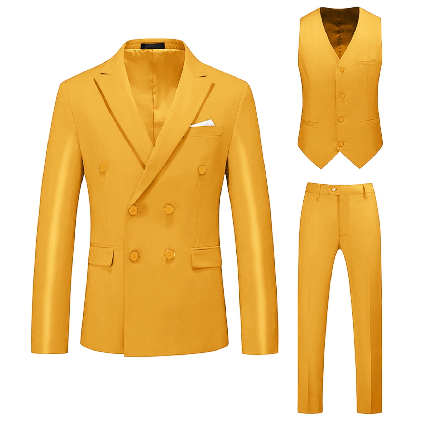 guisaled Mens Suit 2 Piece Suits for Men Slim Fit Solid Button Down ...