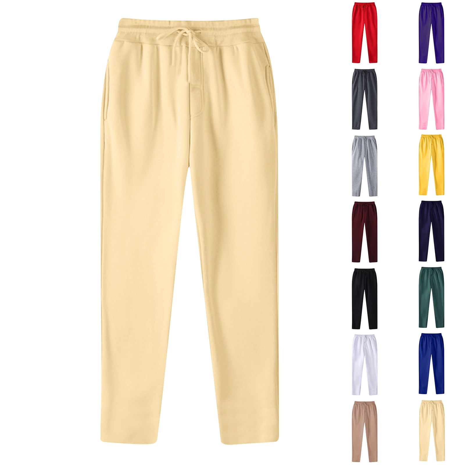 guisaled Mens Sweatpants Open Bottom Drawstring Elastic Waisted Track ...