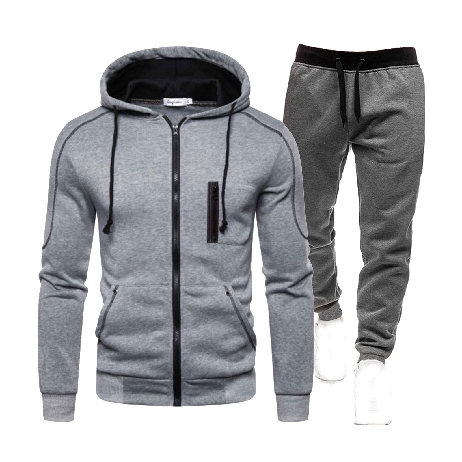guisaled Mens Sweatsuits 2 Piece Set Long Sleeve Jogging Tracksuit Full ...