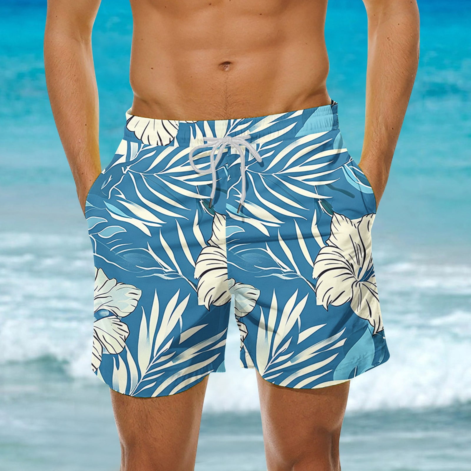guisaled Mens Swim Suit Men' Swim Trunks 7 Inch Summer Hawaiian Swim ...