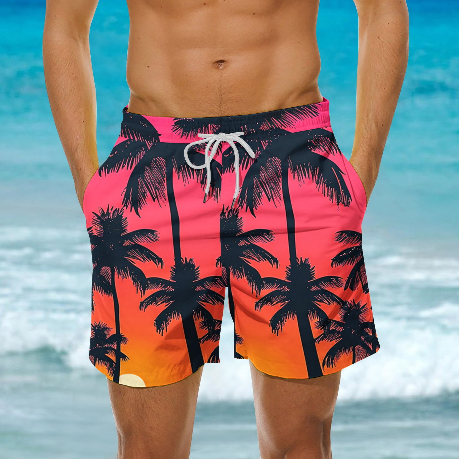 guisaled Mens Swim Suit Swim Trunks Men 5 Inch Inseam Board Shorts ...