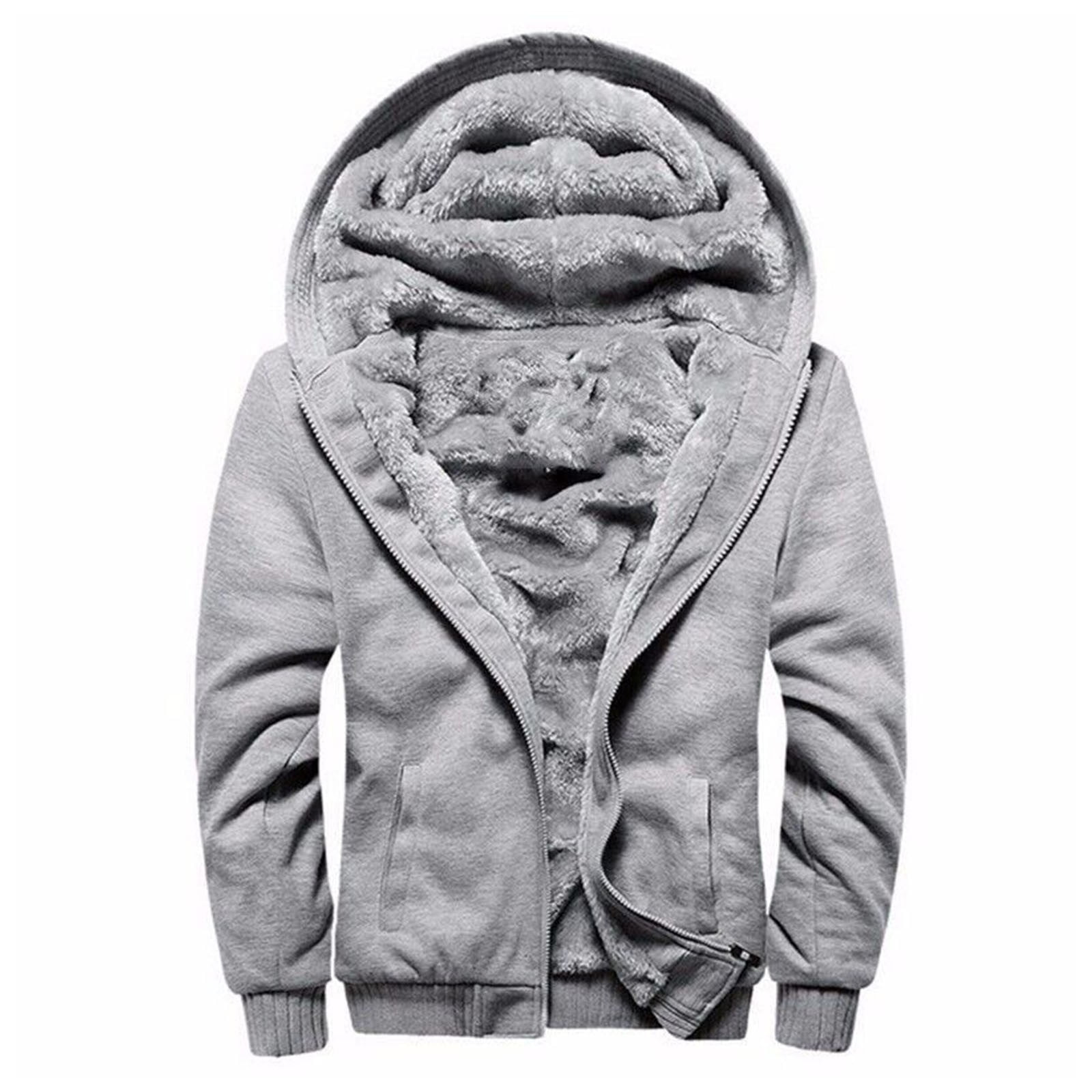 guisaled s Winter Hoodies Thick Warm Sherpa Lined Hooded Jacket Zipper ...