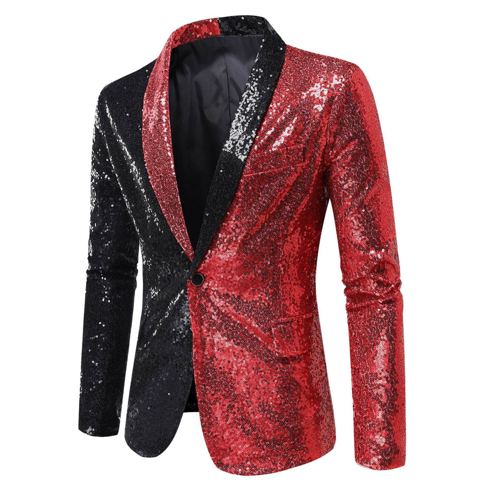 guisaled Sequin Blazer Jackets for Men Shiny Prom Suit Jacket One ...
