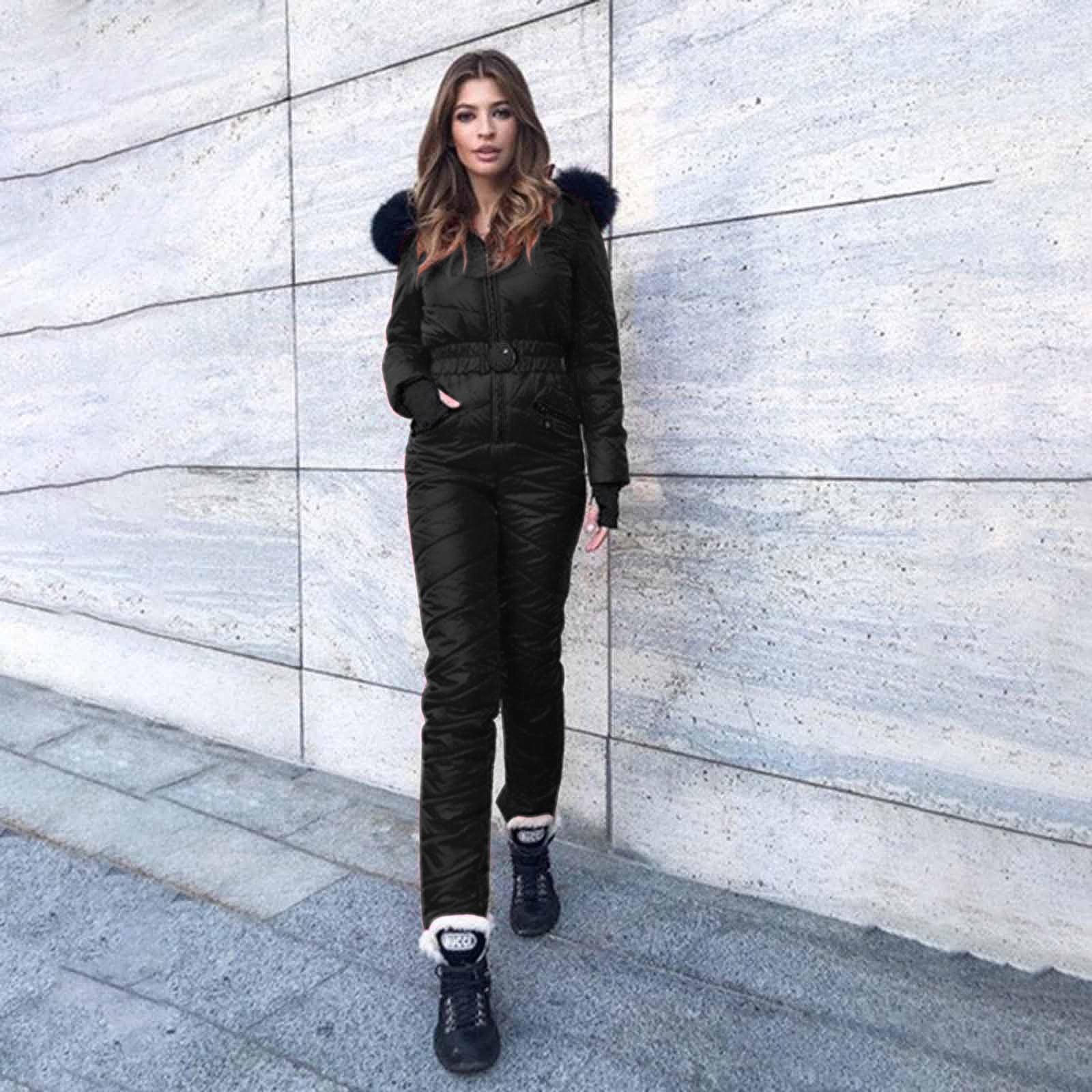 guisaled Snowsuit Women Adult One Piece Snowsuit Winter Onesie Warming ...