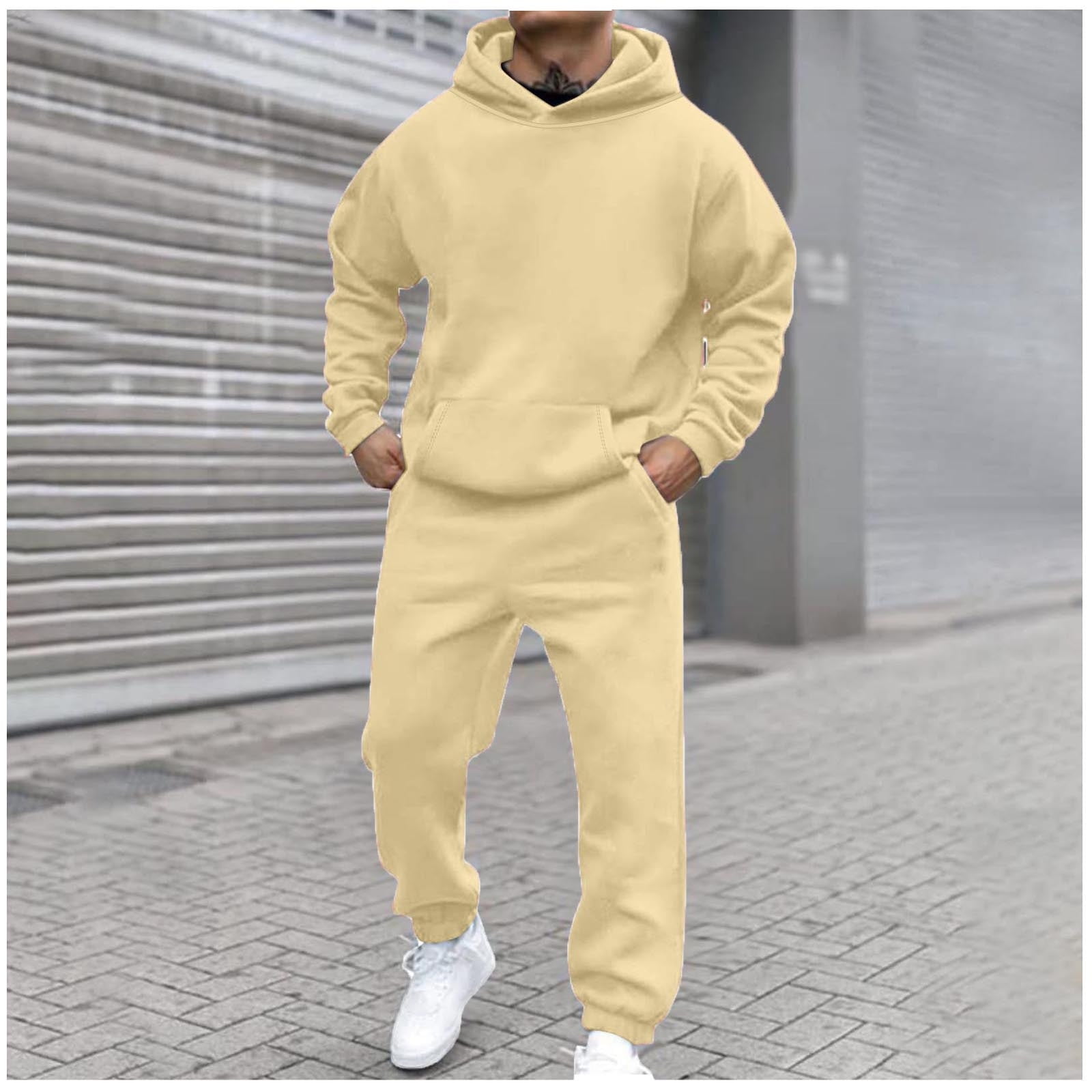 guisaled Sweatsuits for Men 2 Piece Fashion Solid Color Tracksuit ...