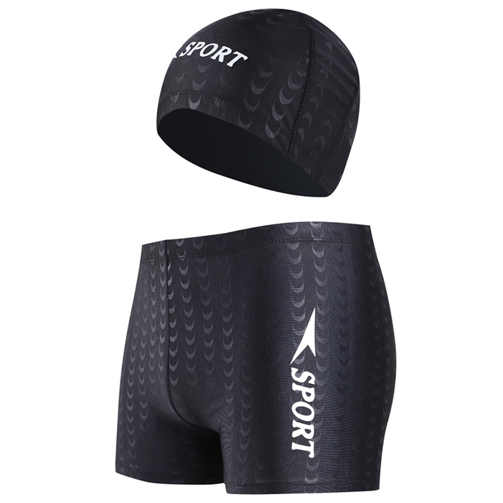 guisaled Swim Jammers for Men with Swimming Cap Athletic Training ...
