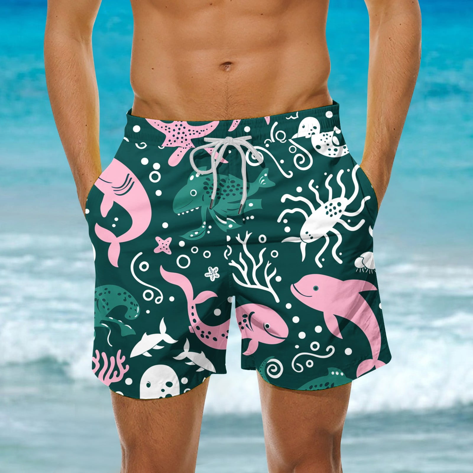 guisaled Swimming Shorts Men Swimming Trunks for Men Hawaiian Vacation ...