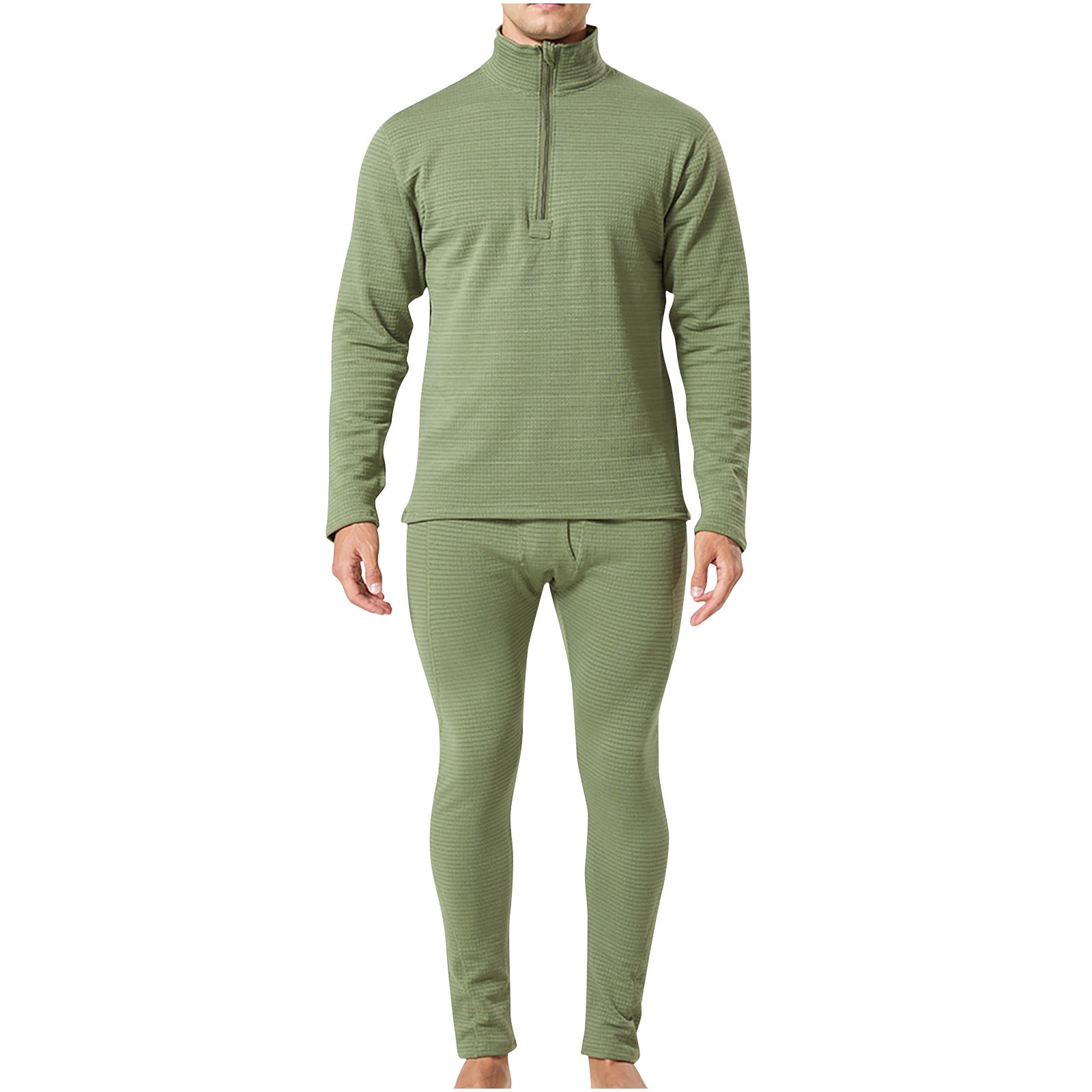 guisaled Thermal Underwear For Men Fleece Lined Long Johns 1/4 Zip ...