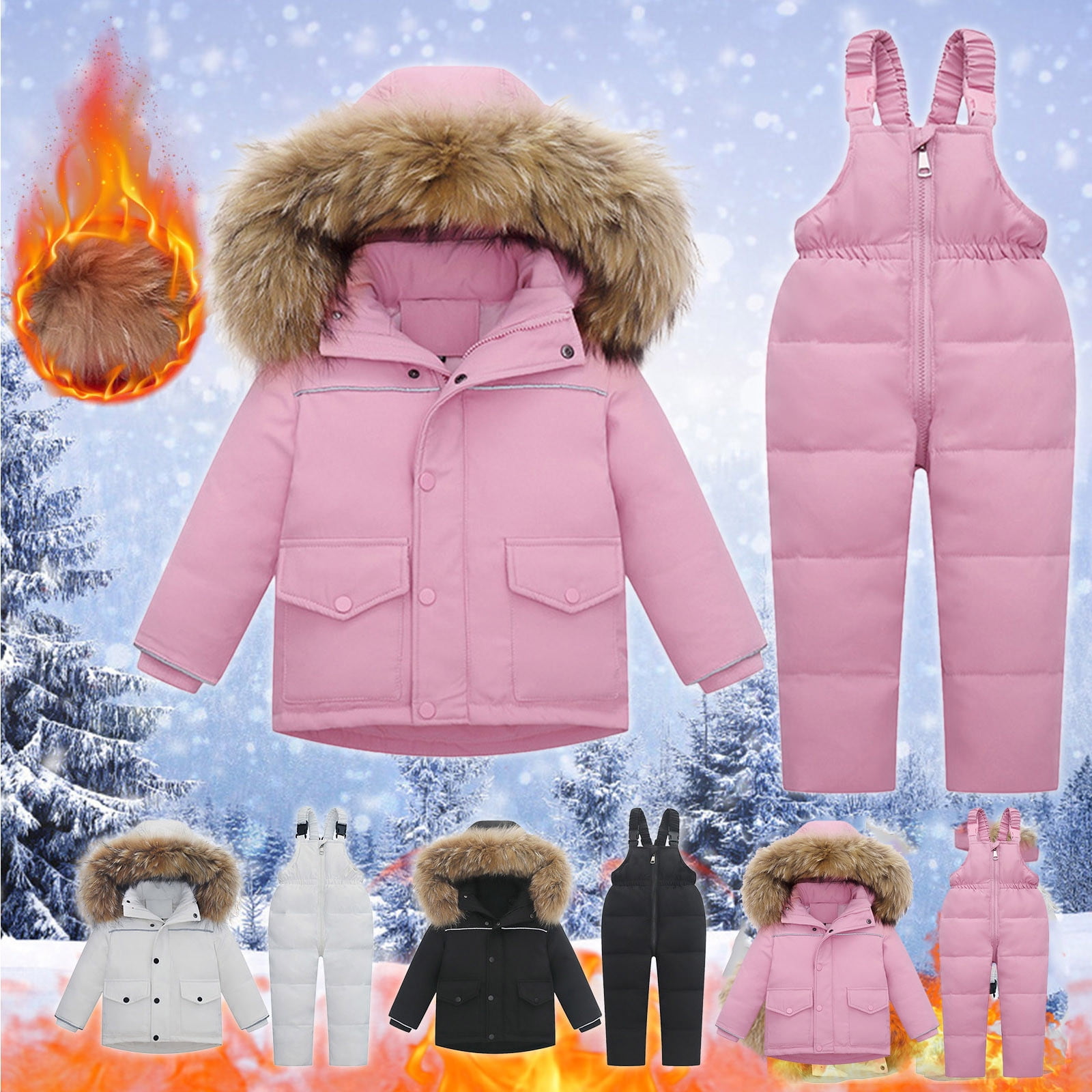 guisaled Toddler Ski Jacket and Snow Bib Snowsuit Set for Boys Lightweight Warm Windproof ...