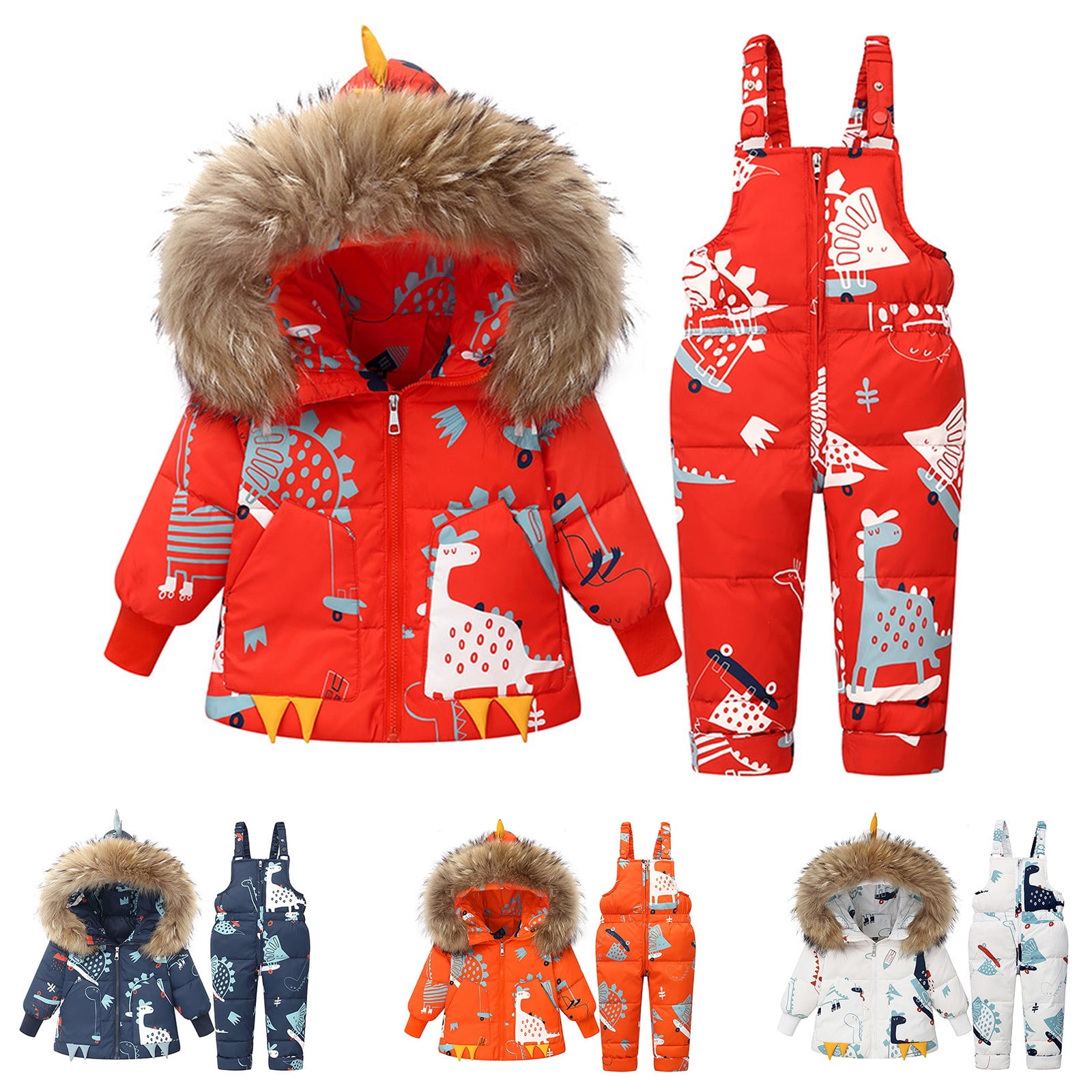 guisaled Toddler Snow Suit Two Piece Snow Bib Pant and Puffer Jacket ...