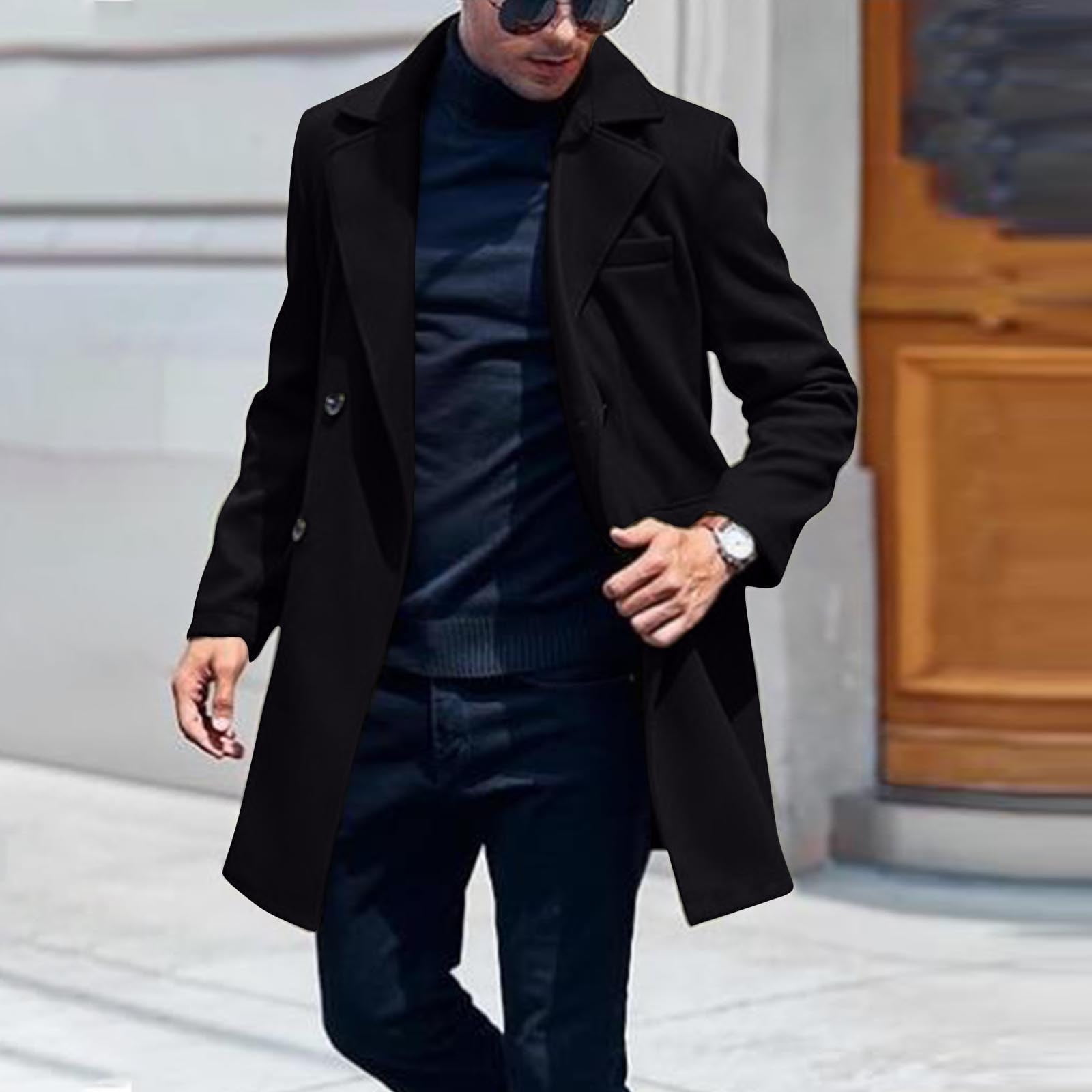 guisaled Trench Coat Men 2025 Winter Classic Slim Fit Coat Notch Lapel ...