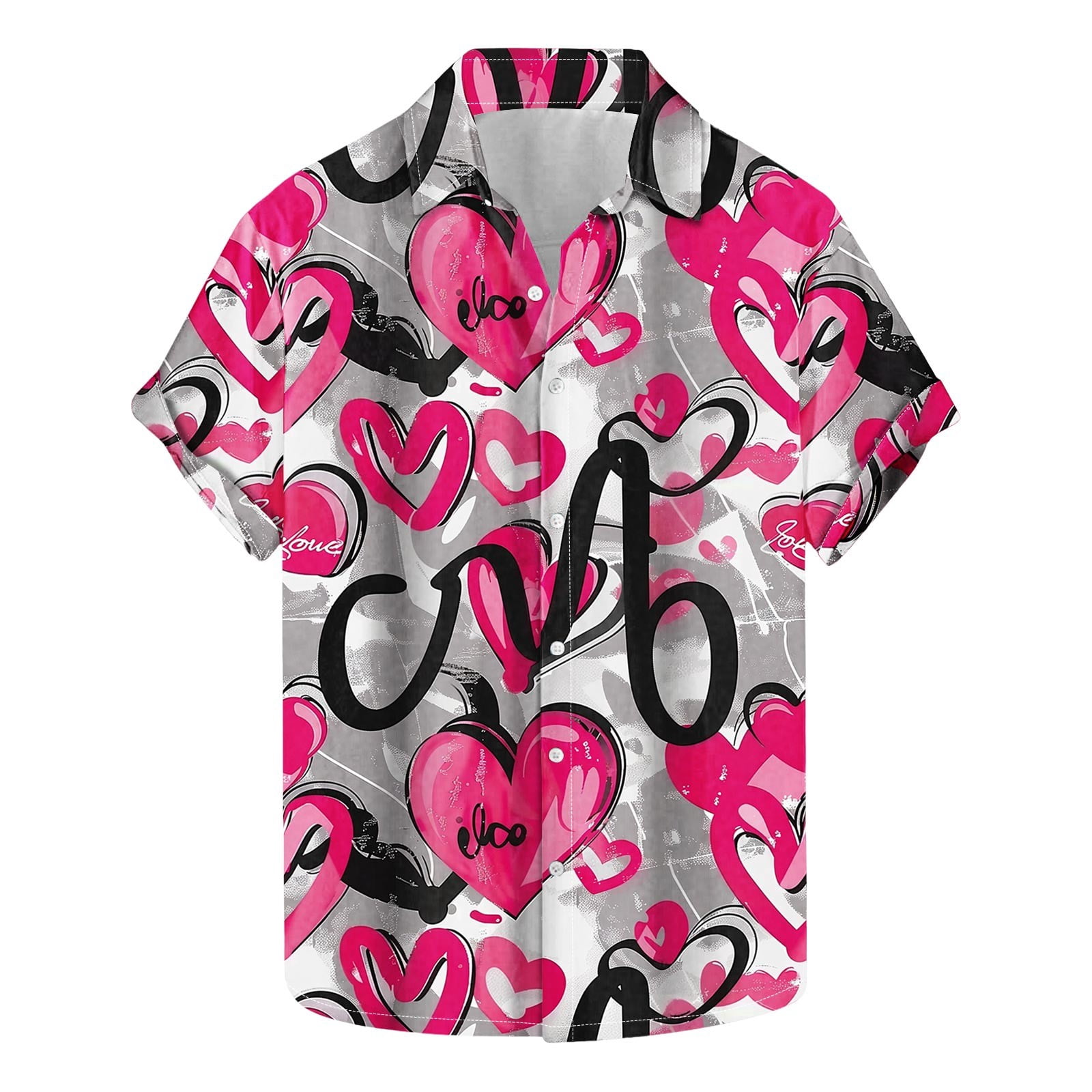 guisaled Valentine Shirts For Men Fashion Heart Pinted Graphic Tee ...