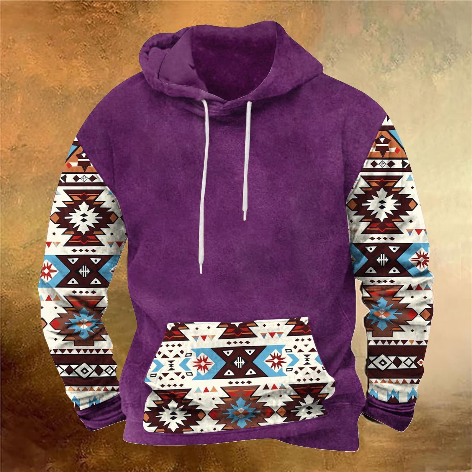 guisaled Vintage Hoodies for Men Western Aztec Ethnic Vintage Graphic ...