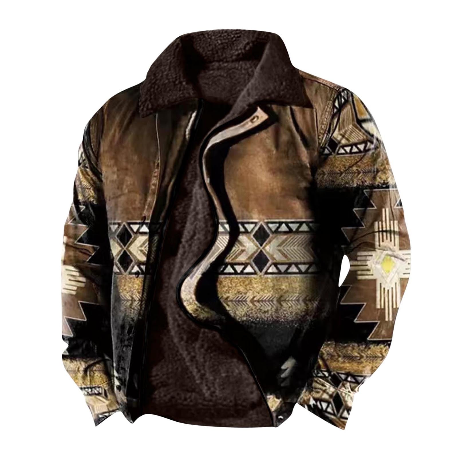 guisaled Winter Jacket for Men Aztec Western Jackets Cowboy Warm Thick ...