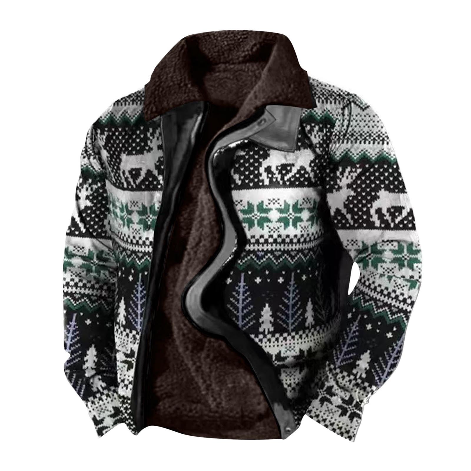 guisaled Winter Jacket for Men Aztec Western Jackets Cowboy Warm Thick ...