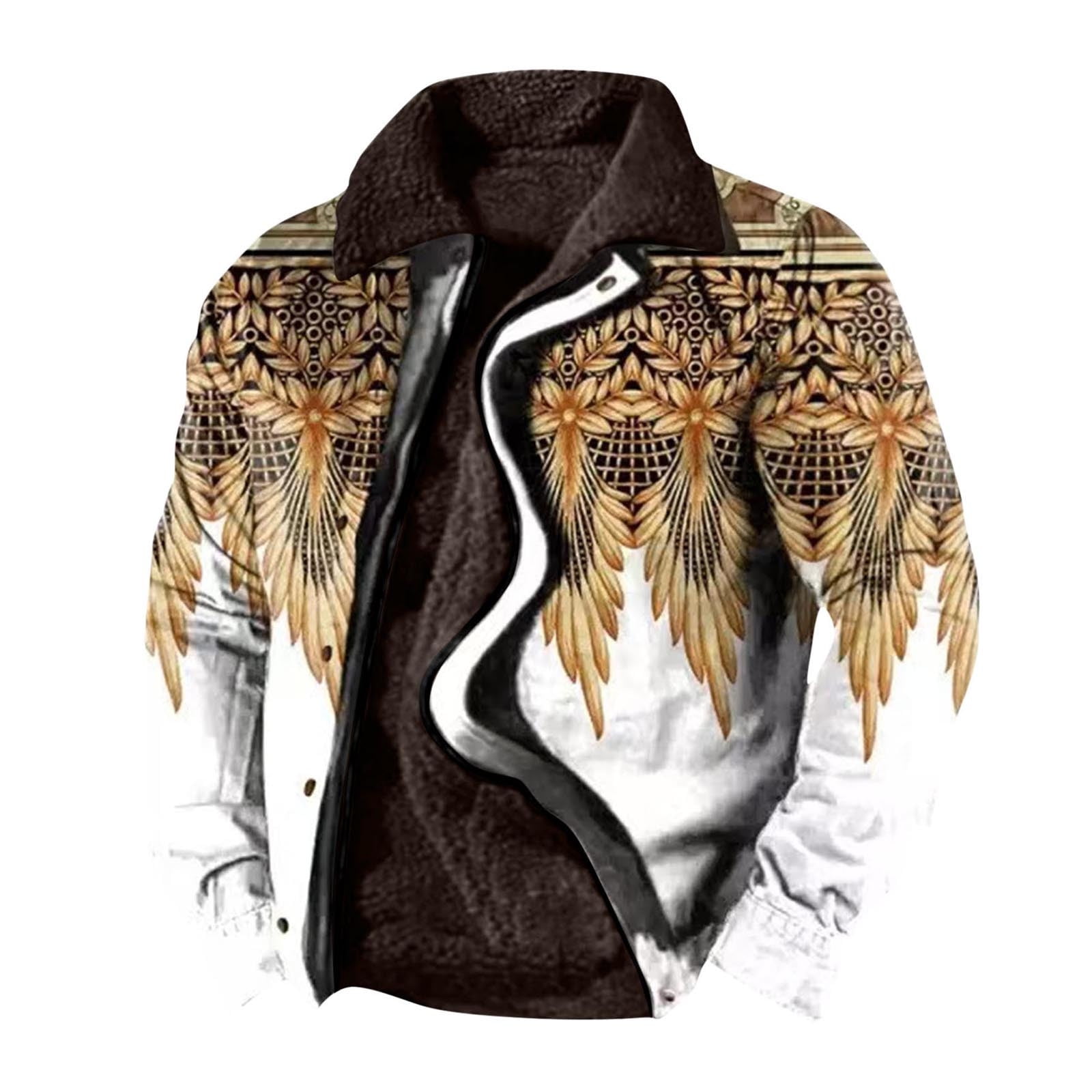 guisaled Winter Jacket for Men Aztec Western Jackets Cowboy Warm Thick ...