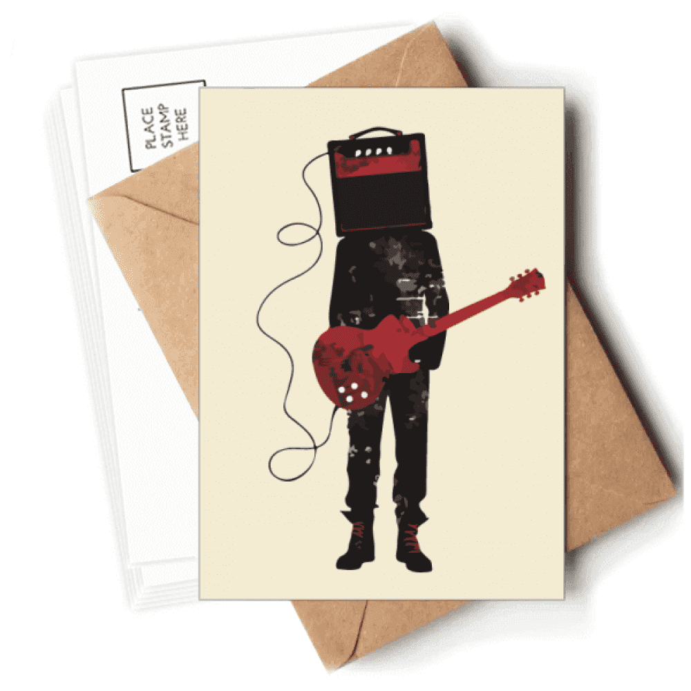 guitar music instruments man Postcards Envelopes Blank Note Cards ...