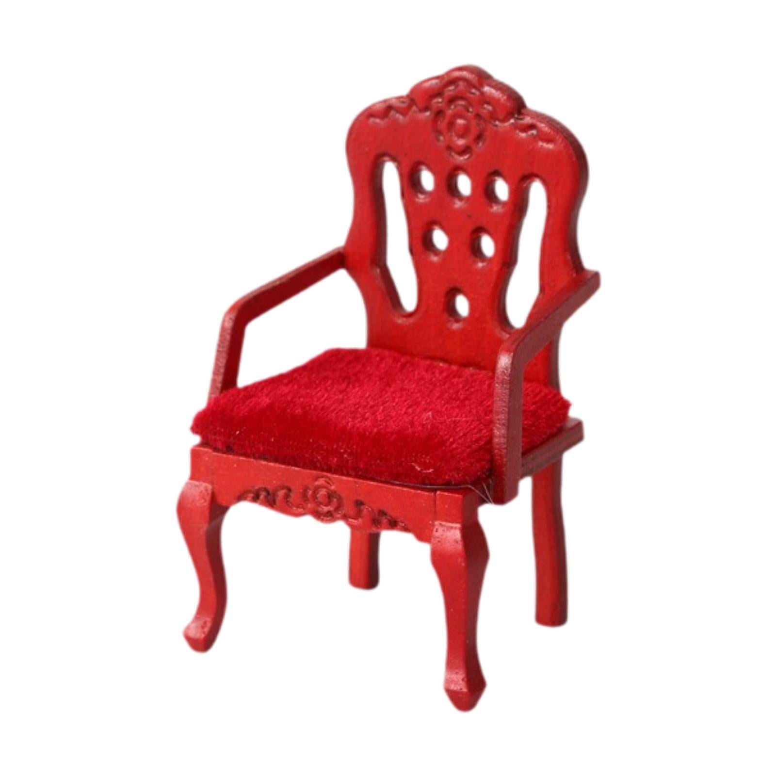 guohui 1/12 Scale Dollhouse Chair Armchair Model for Bedroom Play House and Living Room red ...
