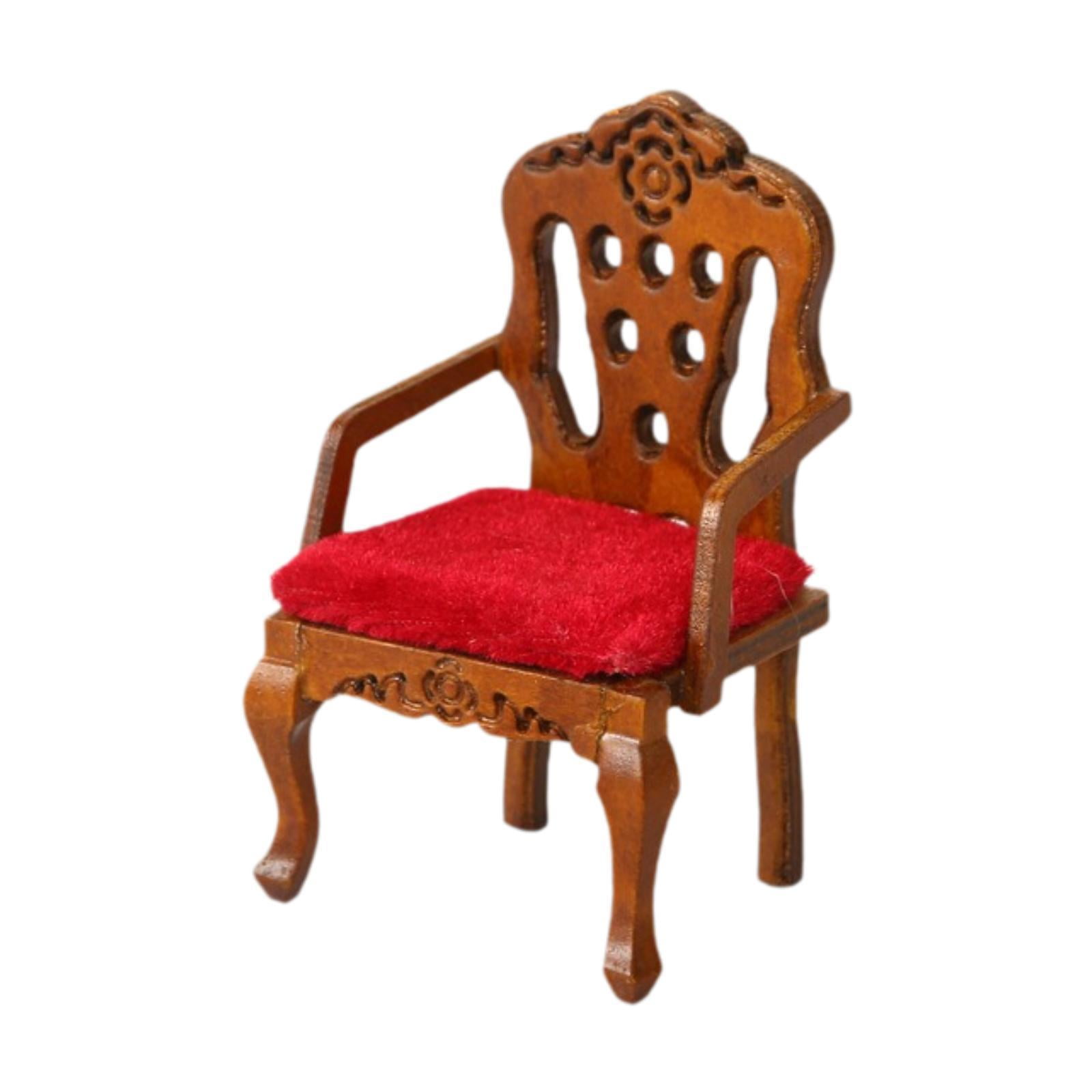guohui 1/12 Scale Dollhouse Chair Armchair Model for Bedroom Play House and Living Room wood ...