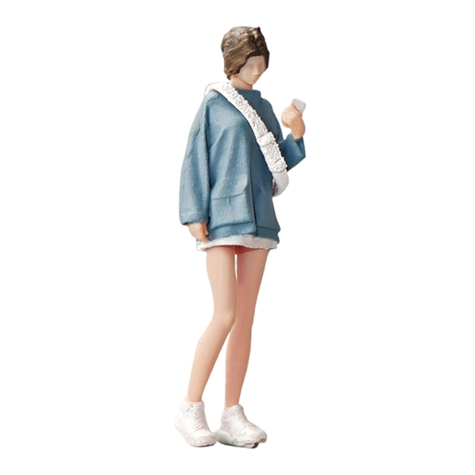 guohui 1/64 Girl Model Resin Girl Figure Photography Props for Train ...