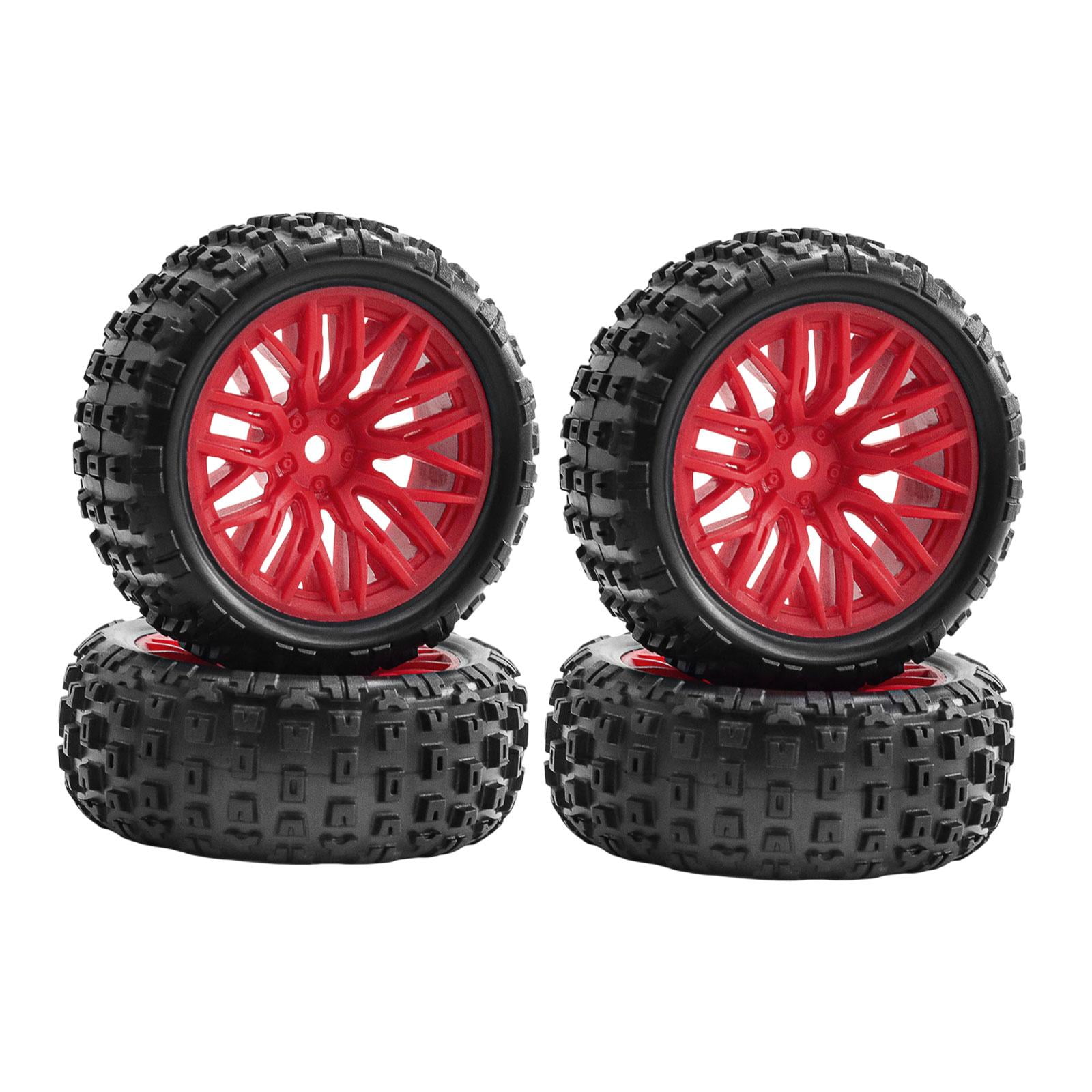 guohui 4 Pieces 1:18 RC Wheels and Tires, Rubber Tires Set, DIY ...
