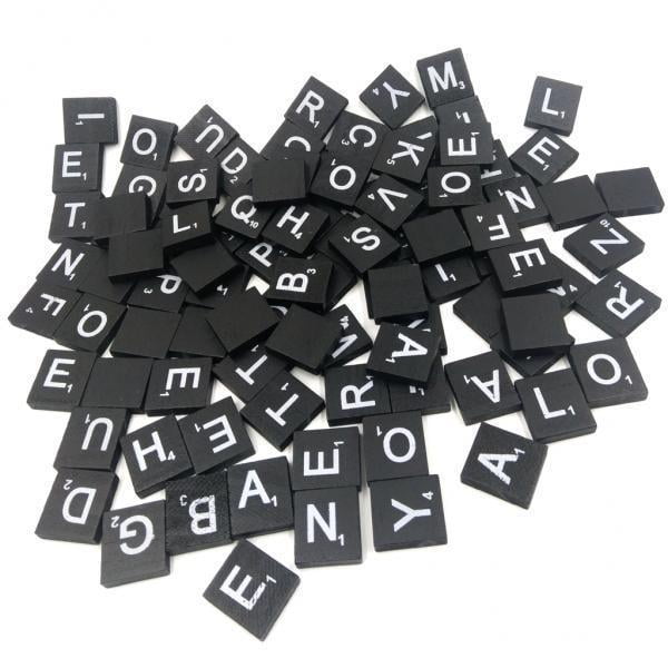 guohui 4x100 Pieces Bulk 26 Alphabet Wooden Black For Crafts Game 4 Pcs ...