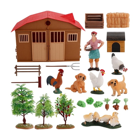 guohui Animal Figurines Set Barn Farm Toys Playset for Baby 3 4 5 6 7 ...