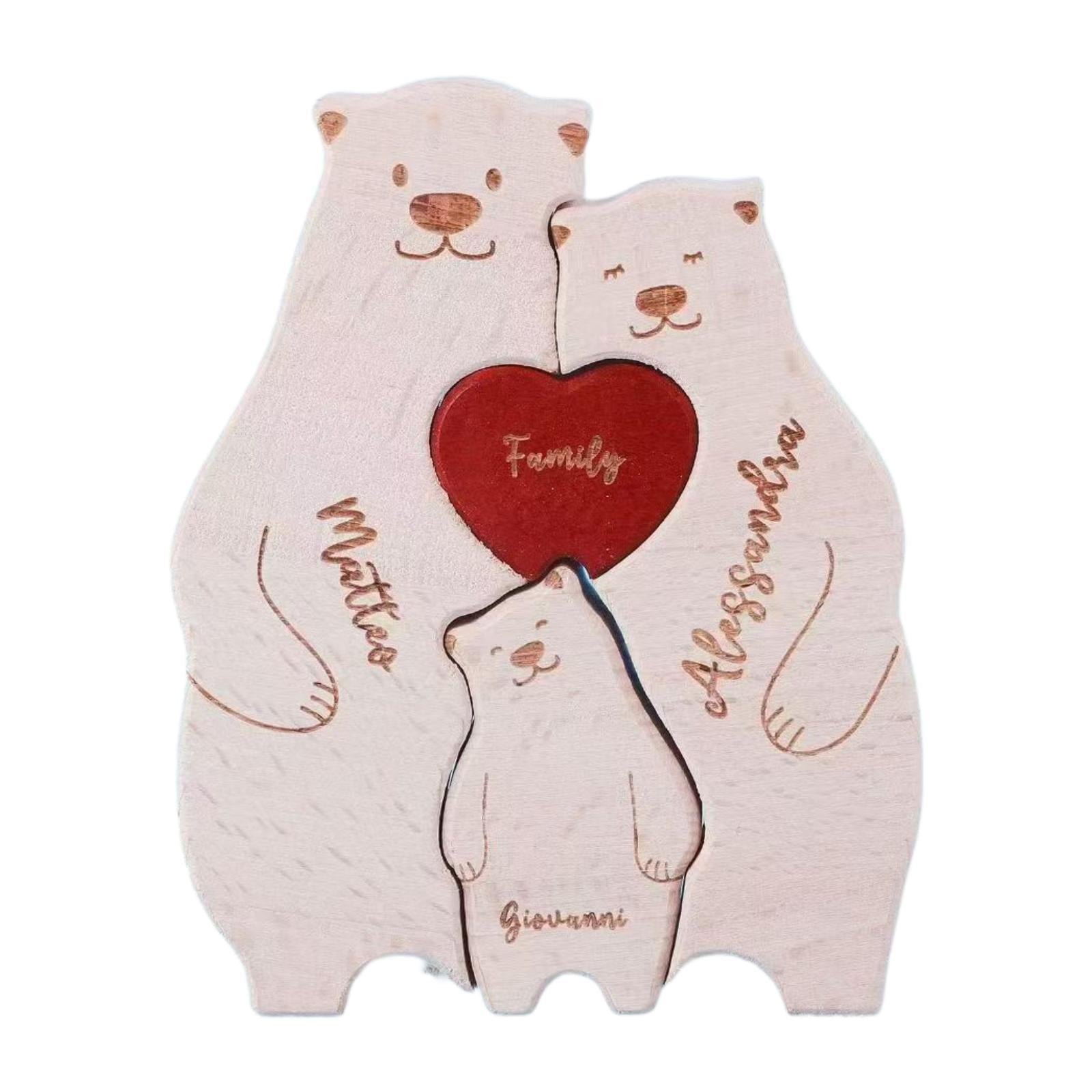 guohui Bear Family Wooden Art Puzzle Cute DIY Sculpture for Warming 3 ...