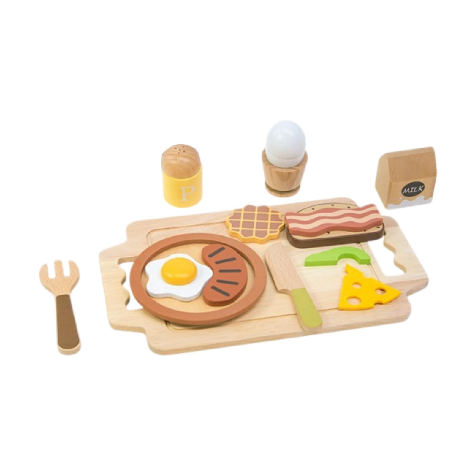 guohui Breakfast Food Play Set Realistic Wooden Pretend Play Sets Party ...