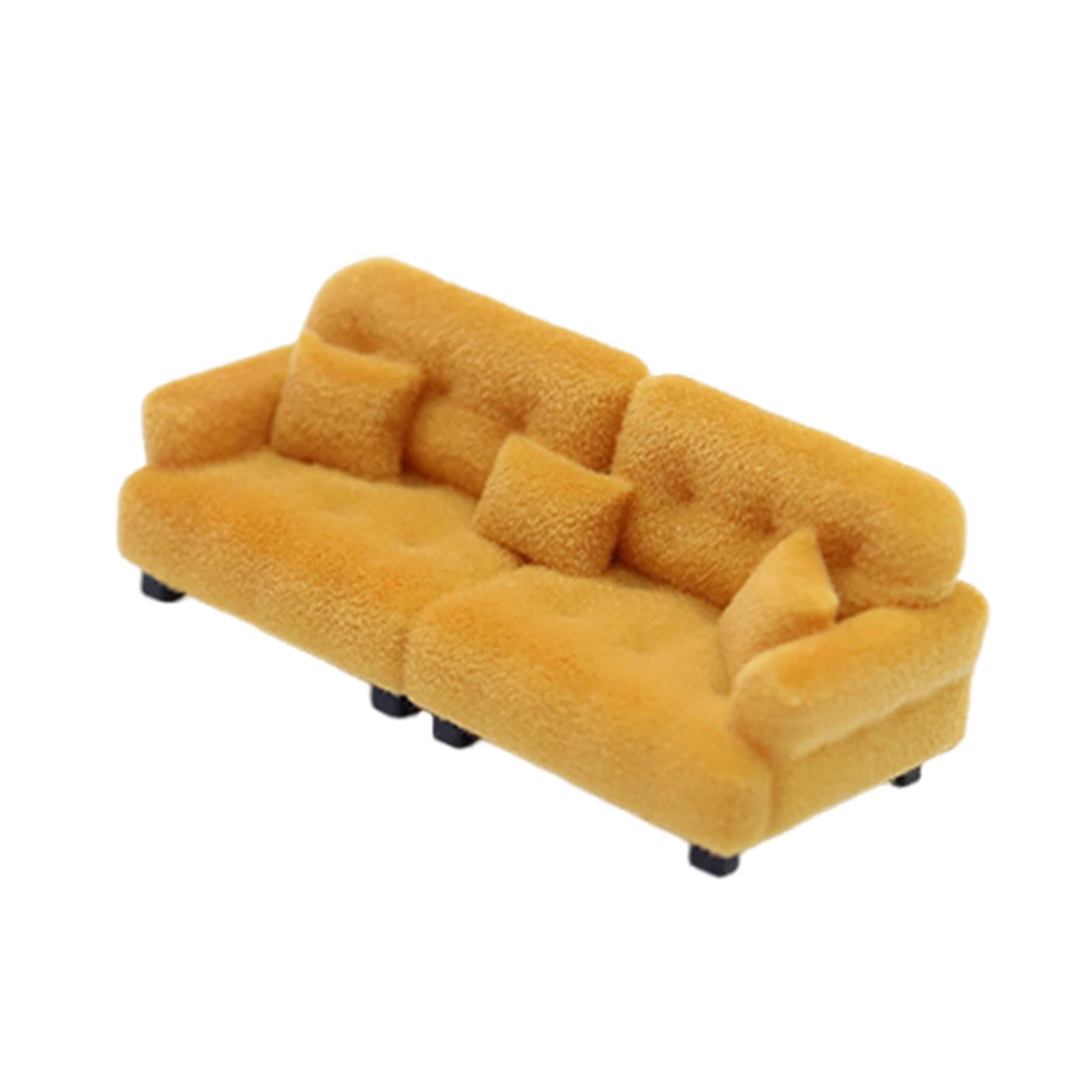 guohui Miniature Dollhouse Sofa Artificial Ornament with Pillow ...